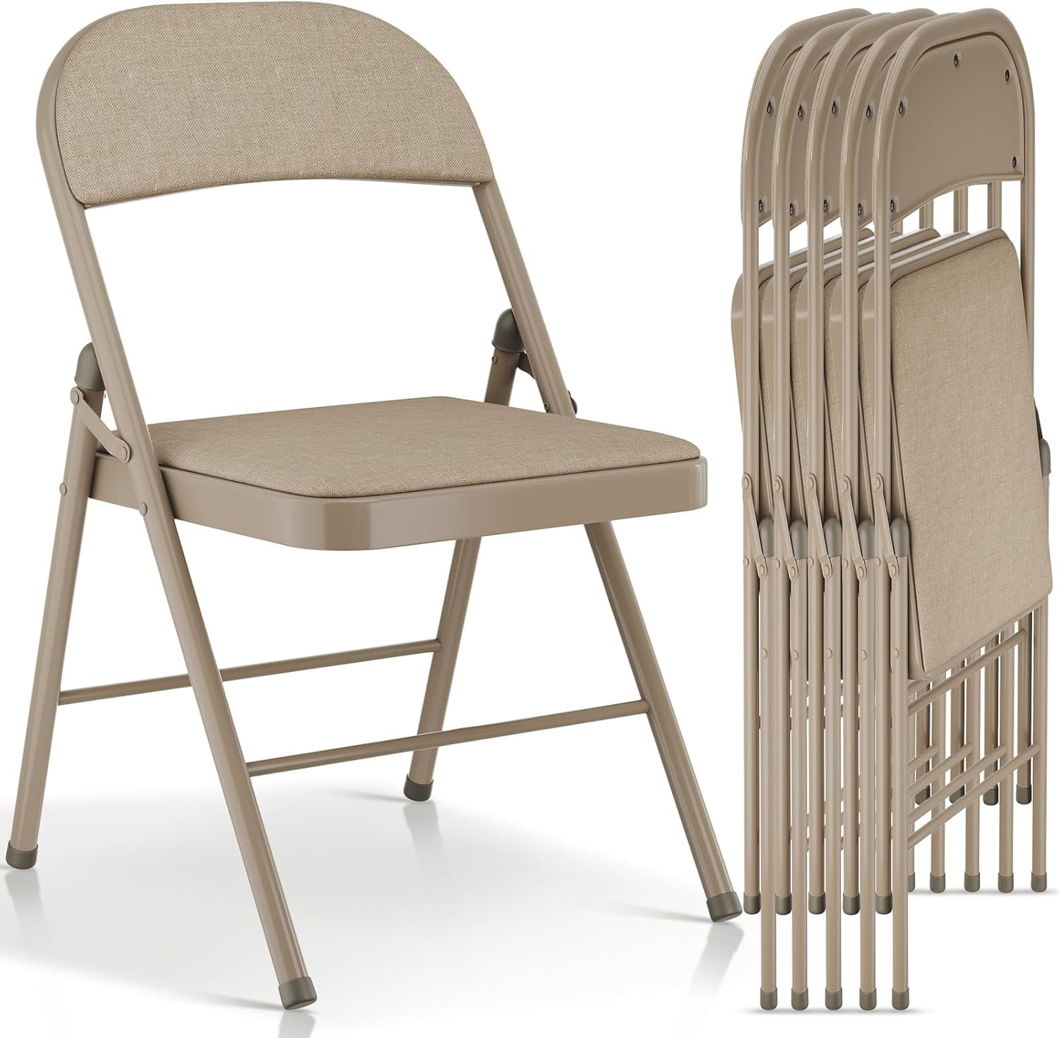 RUIE Folding Chair 6 Pack, Leather Padded Folding Chairs, Sturdy Metal ...