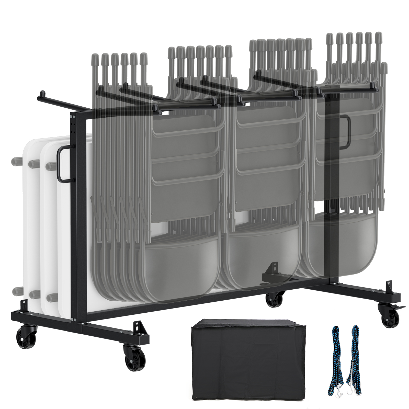 Heavy Duty Folding Chair Trolley - 550 LBS Capacity, 42 Chair Storage ...