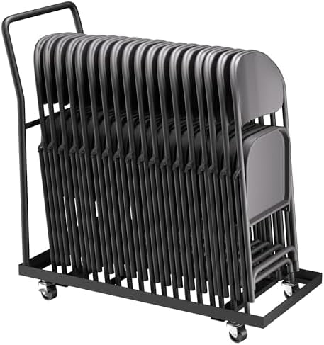 Folding Chair Cart with Wheels,L-Shaped Folding Chair,300 LBS Load ...