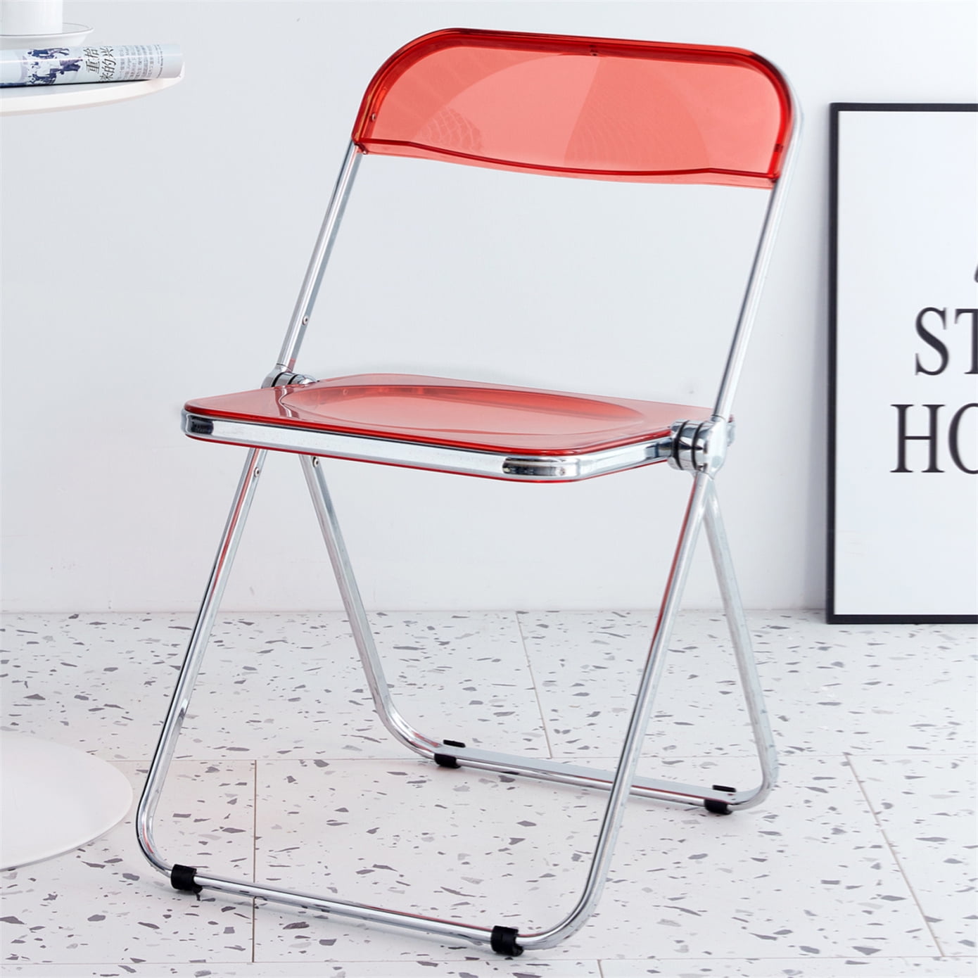 Folding Chair, Clear Transparent Chair, Steel Camping Chair, Plastic ...