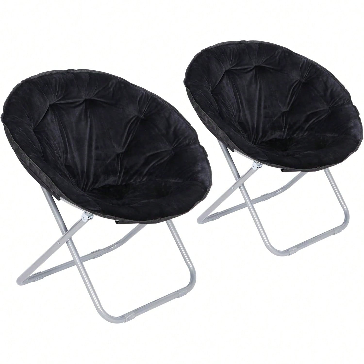 Folding Chair, Foldable Moon Chair Lounge Faux-Fur Round Reading Chair ...