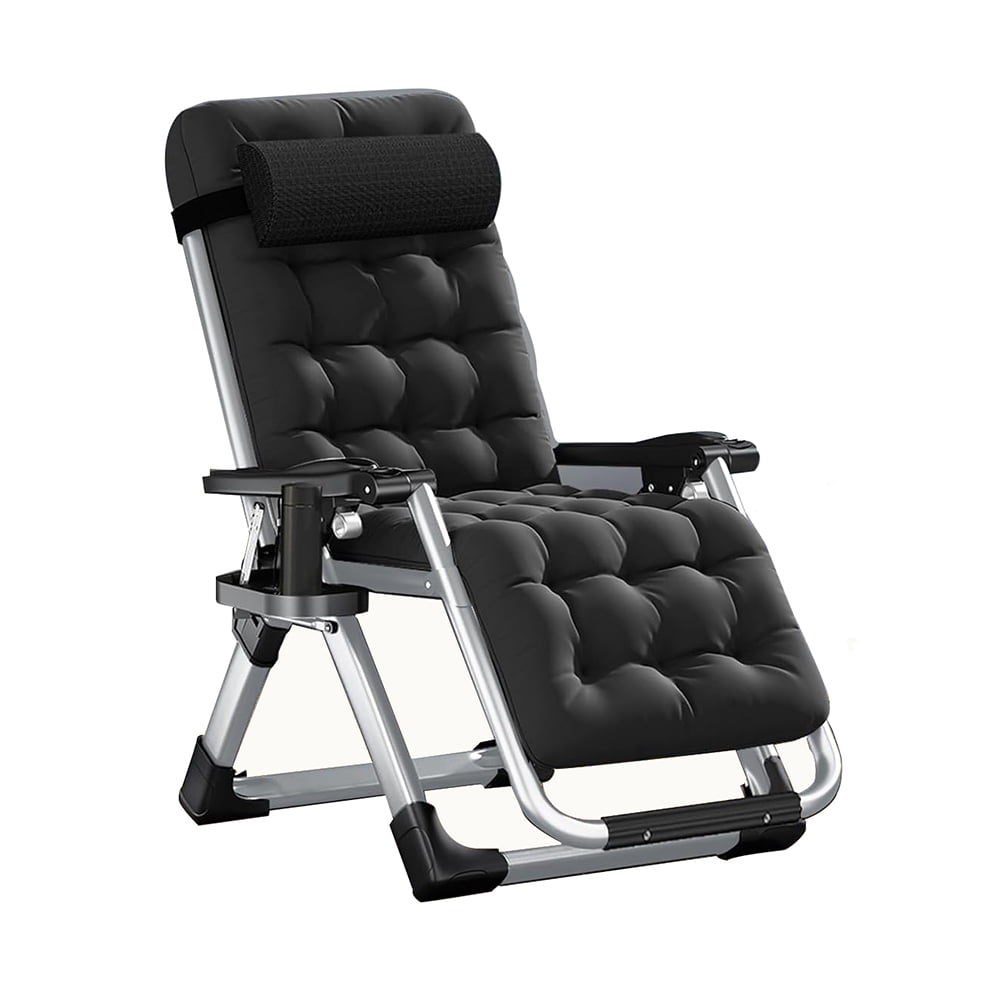 Folding Chair, Heavy Duty Lounge Chair with Steel Pipe, Comfy Reclining ...