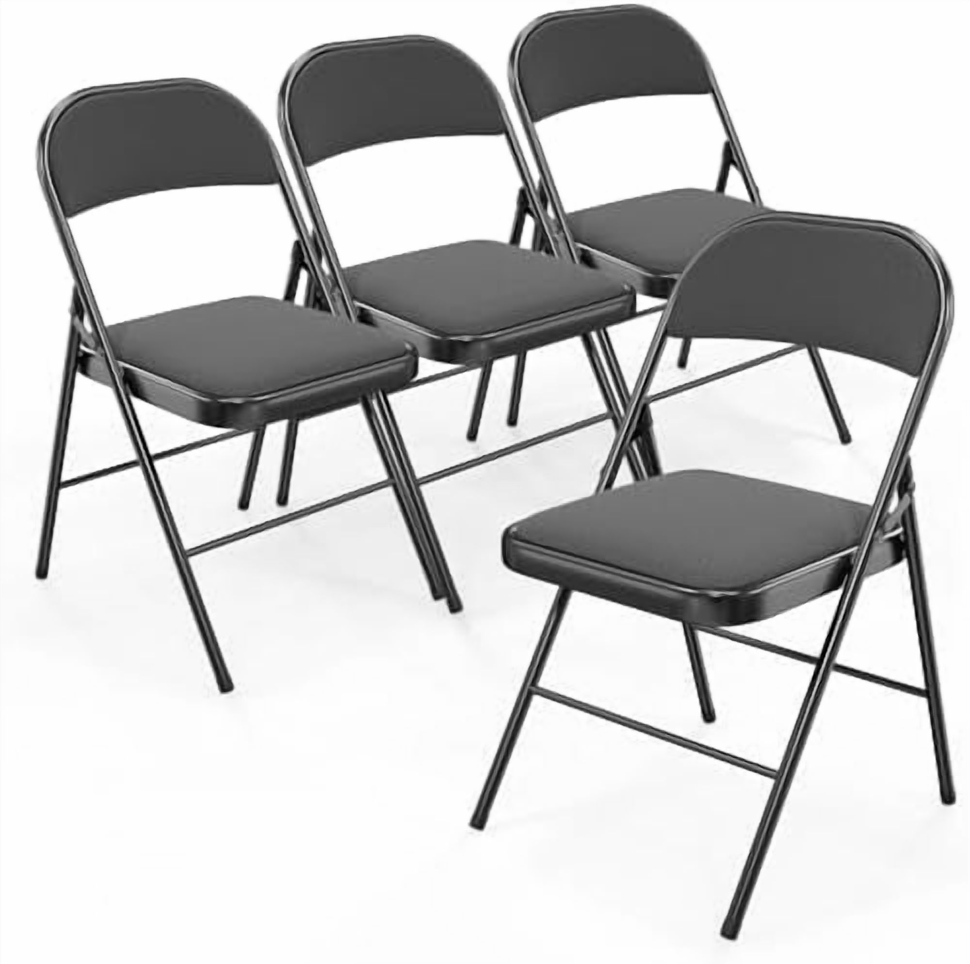 Folding Chair, Padded Folding Chairs with Cushion, Back and Steel Frame ...