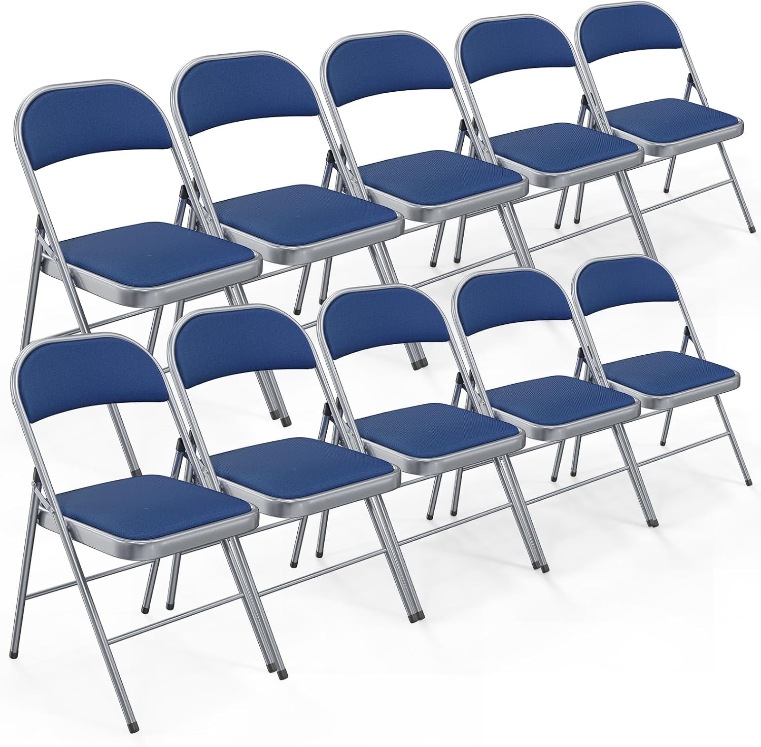 Folding Chair, Padded Folding Chairs with Cushion, Back and Steel Frame ...
