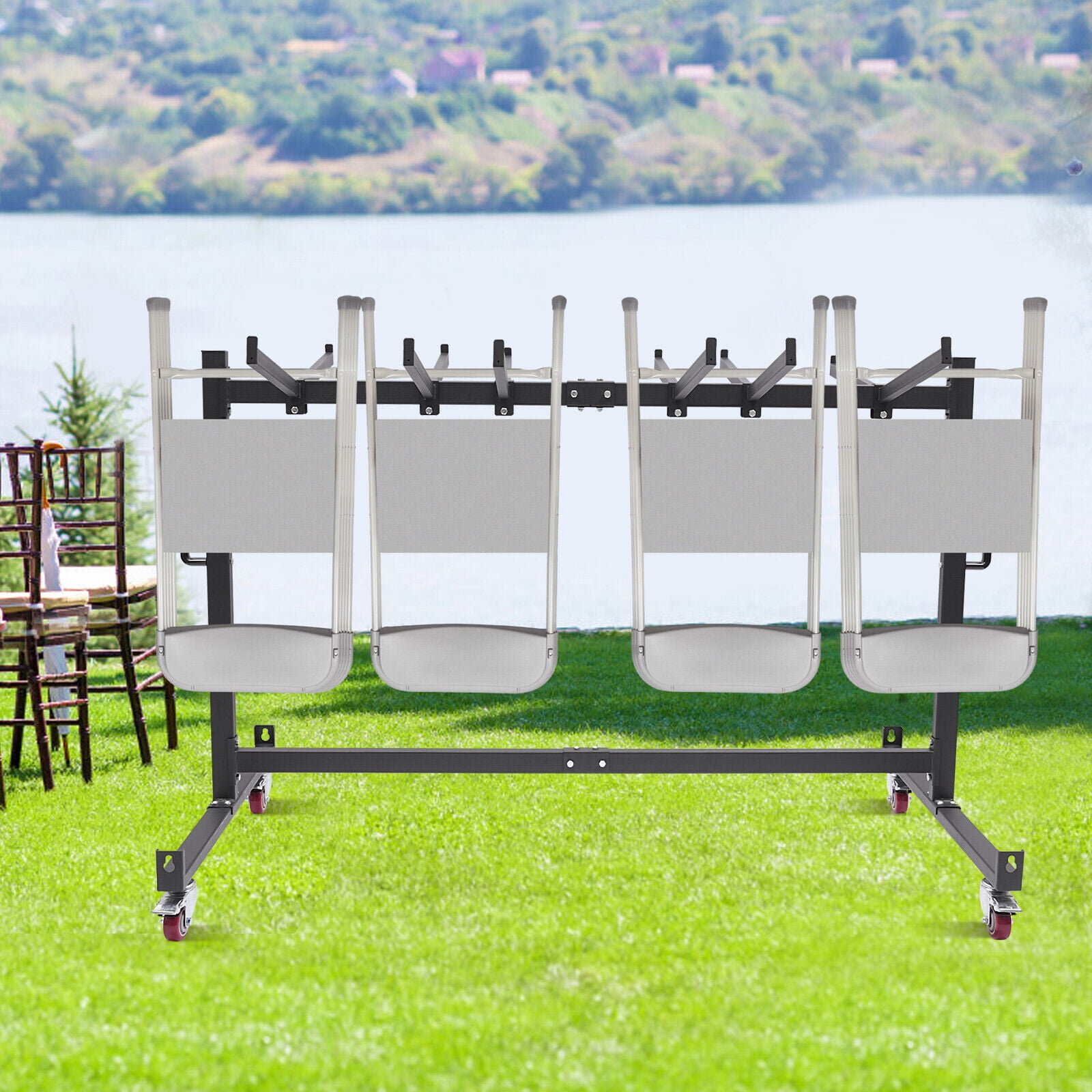 Folding Chair Rack, Chair Rack with 4 Casters 33.6*71.1*44.69in Q235 ...