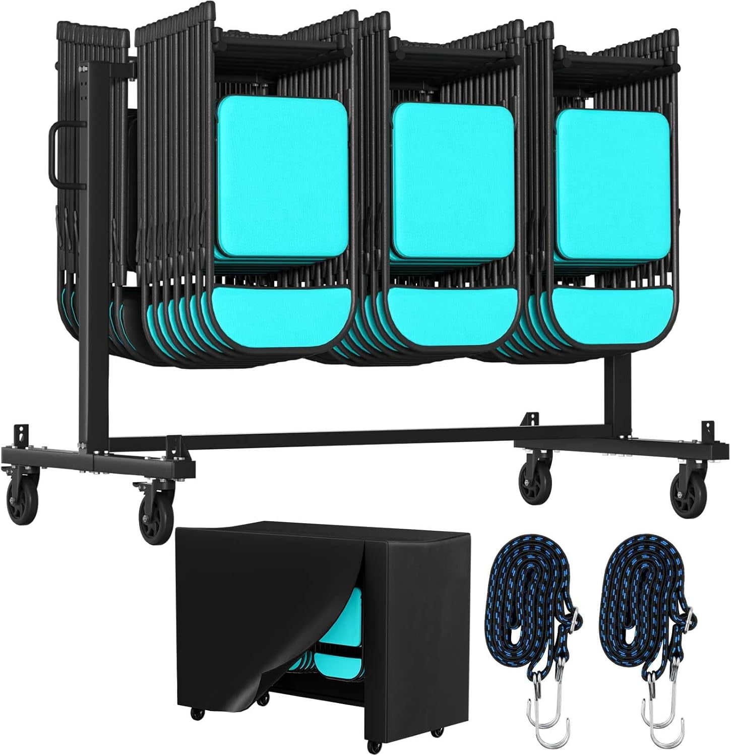 Folding Chair Rack-Folding Chair Cart with Wheels 42 Folding Chairs ...