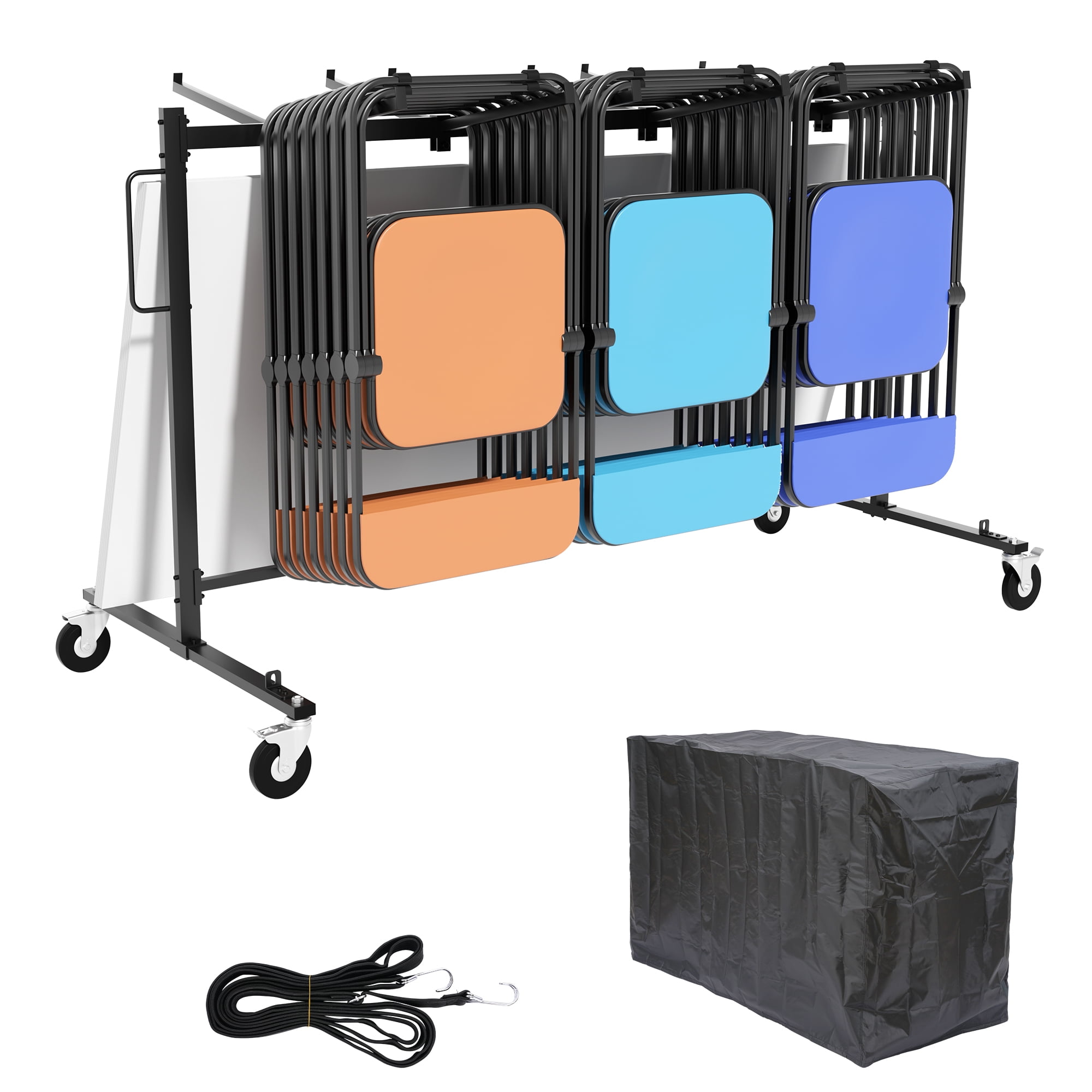 Folding Chair Rack for Storage, 1-Tier Folding Chair Cart for 42 Chairs ...