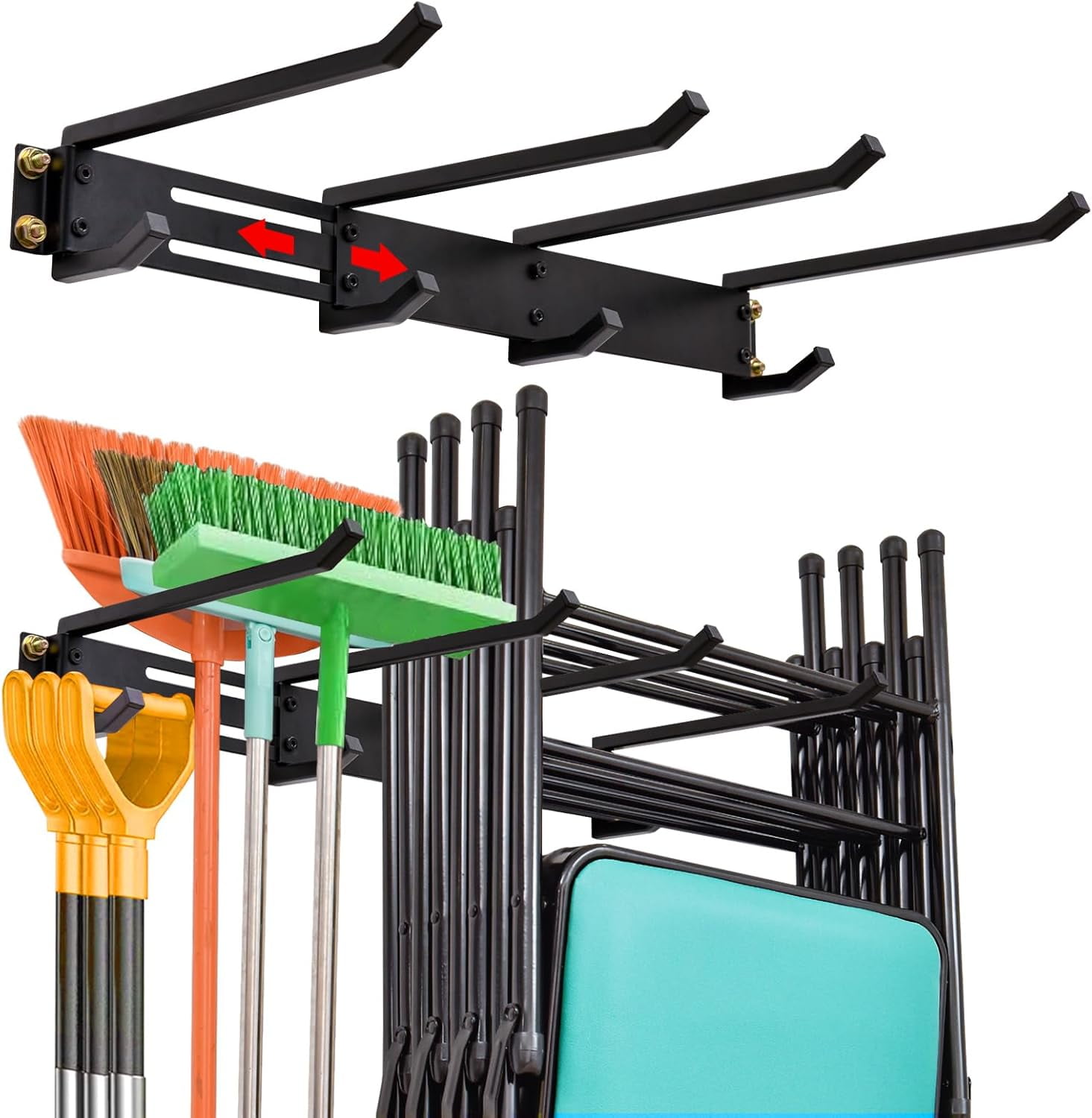 Folding Chair Rack, Wall Mounted Garage Storage Rack Heavy Duty 48 ...