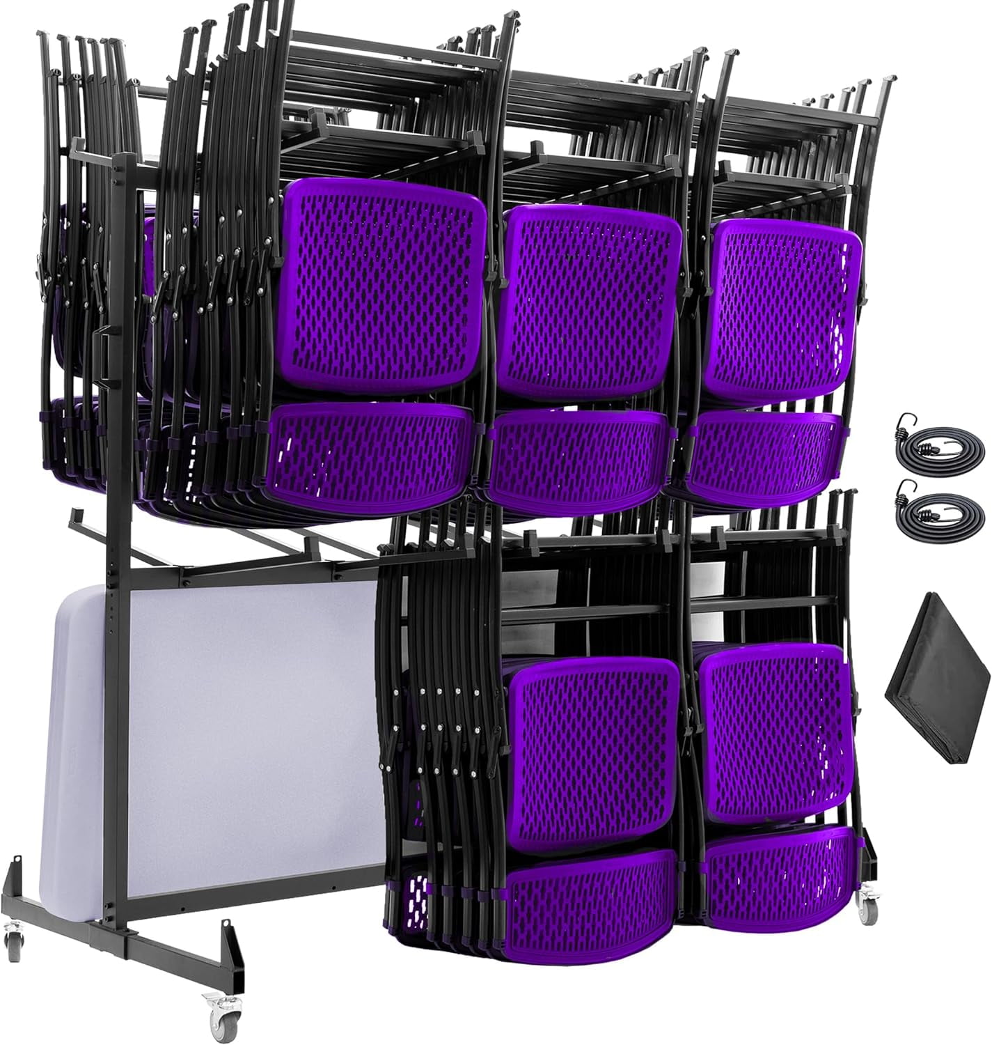 Folding Chair and Table Mobile Cart with Outdoor Cover and Straps, 84 ...