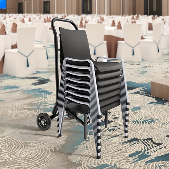 Folding Chair Transport Cart - Push-Style Dolly Holds 10 Chairs & 150 ...