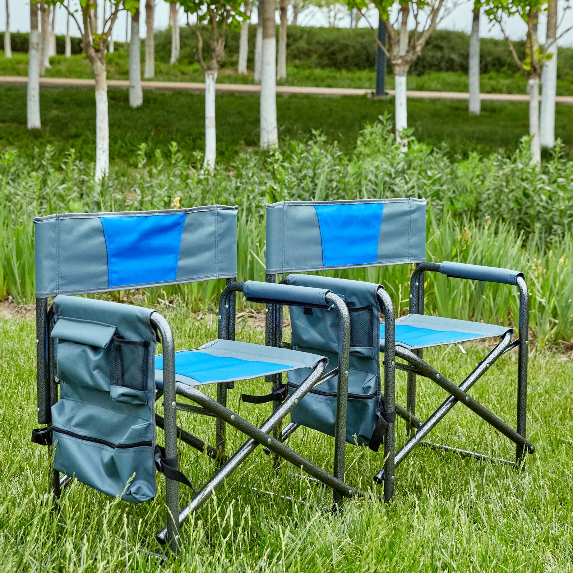 Folding Chair With Cloth - 2 Lightweight For Outdoor, Blue/grey Soft ...