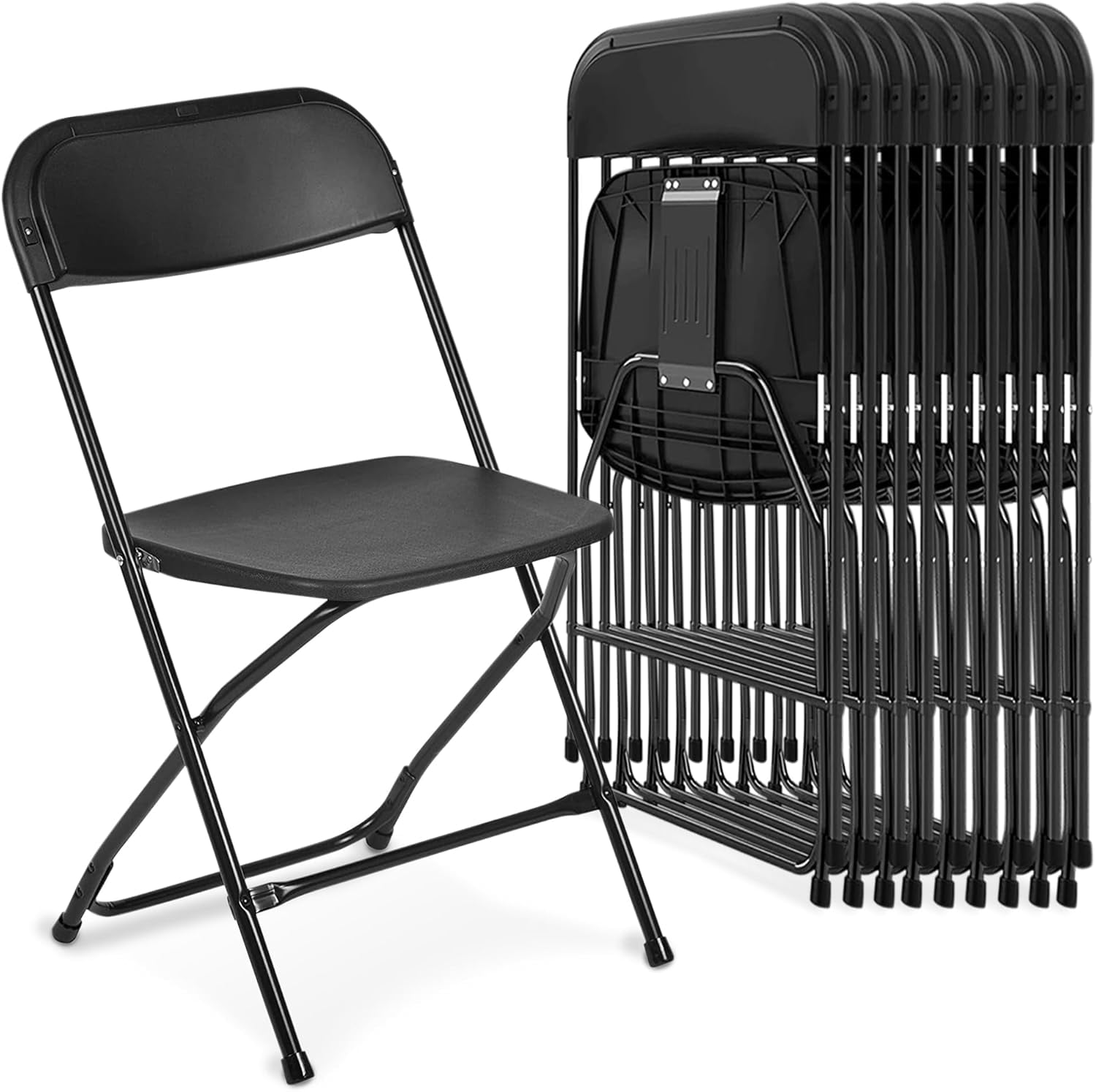 Folding Chairs 10 Pack,Durable Black Folding Chairs, Heavy-Duty Metal ...