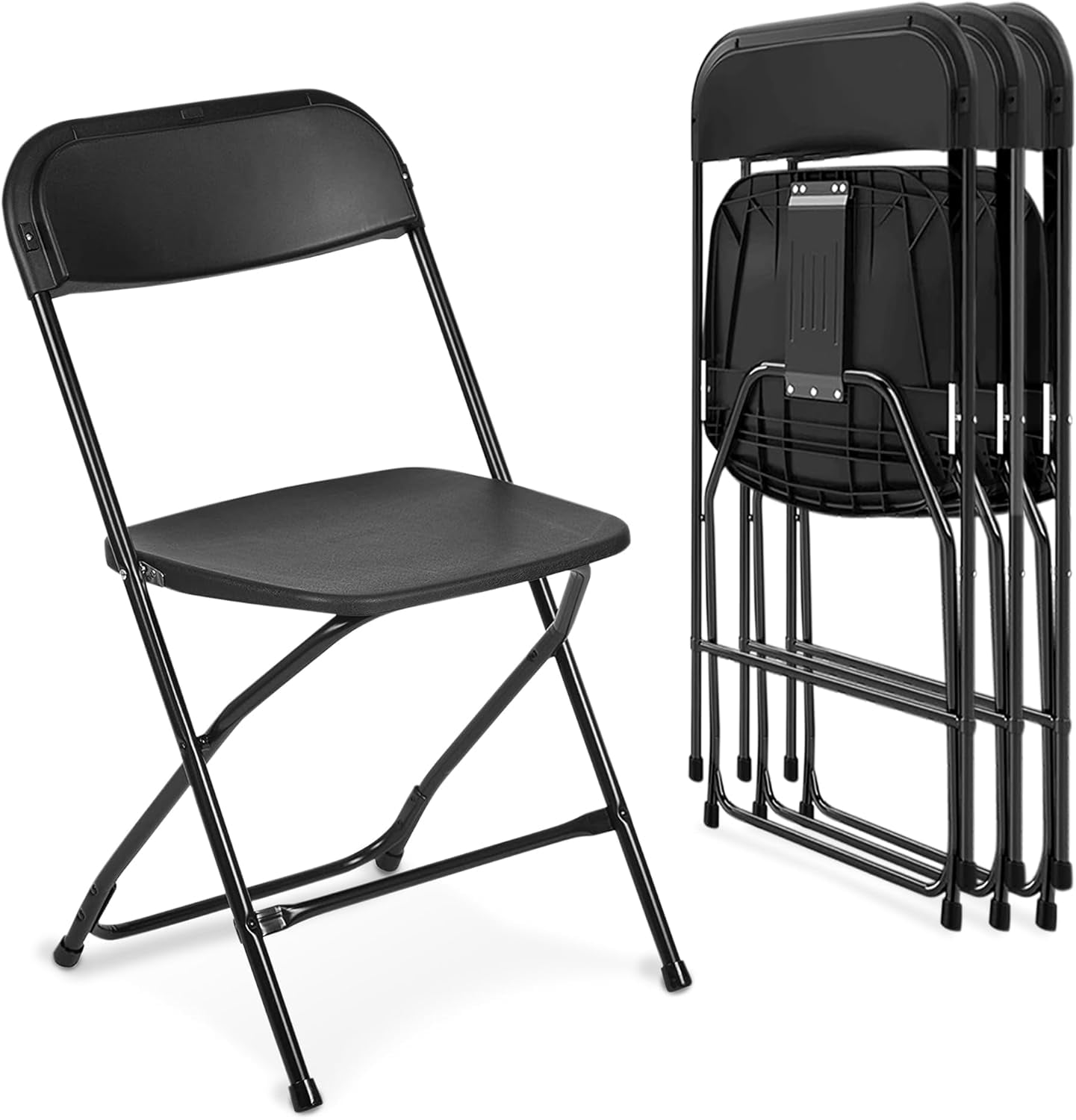 Folding Chairs 4 Pack, Durable Black Folding Chairs, Heavy-Duty ...