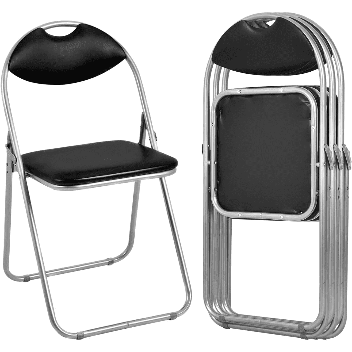 Folding Chairs Foldable Chairs w/Handle Hole Steel Frame 330 Lbs Weight ...