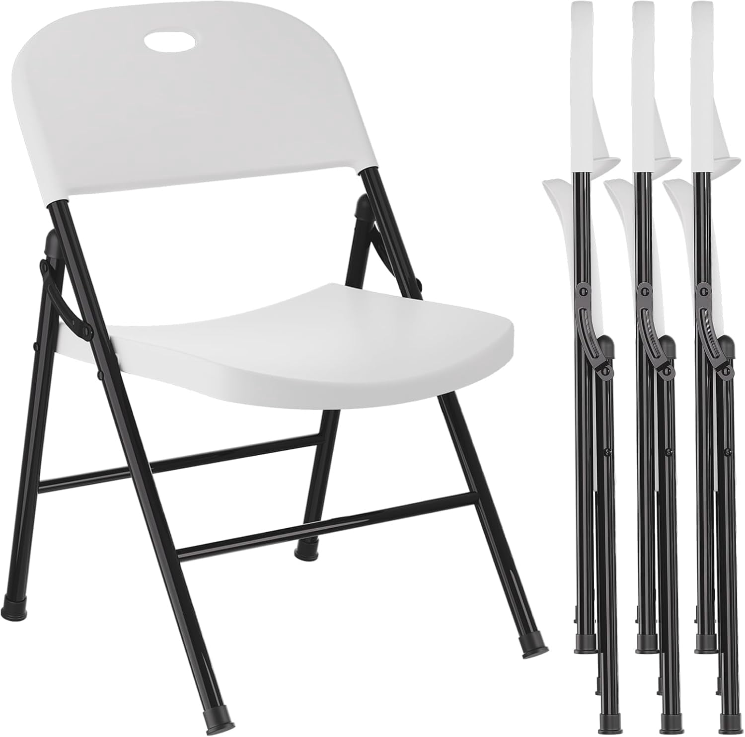 Folding Chairs, Foldable Plastic Chair with Reinfoced Steel Frame ...