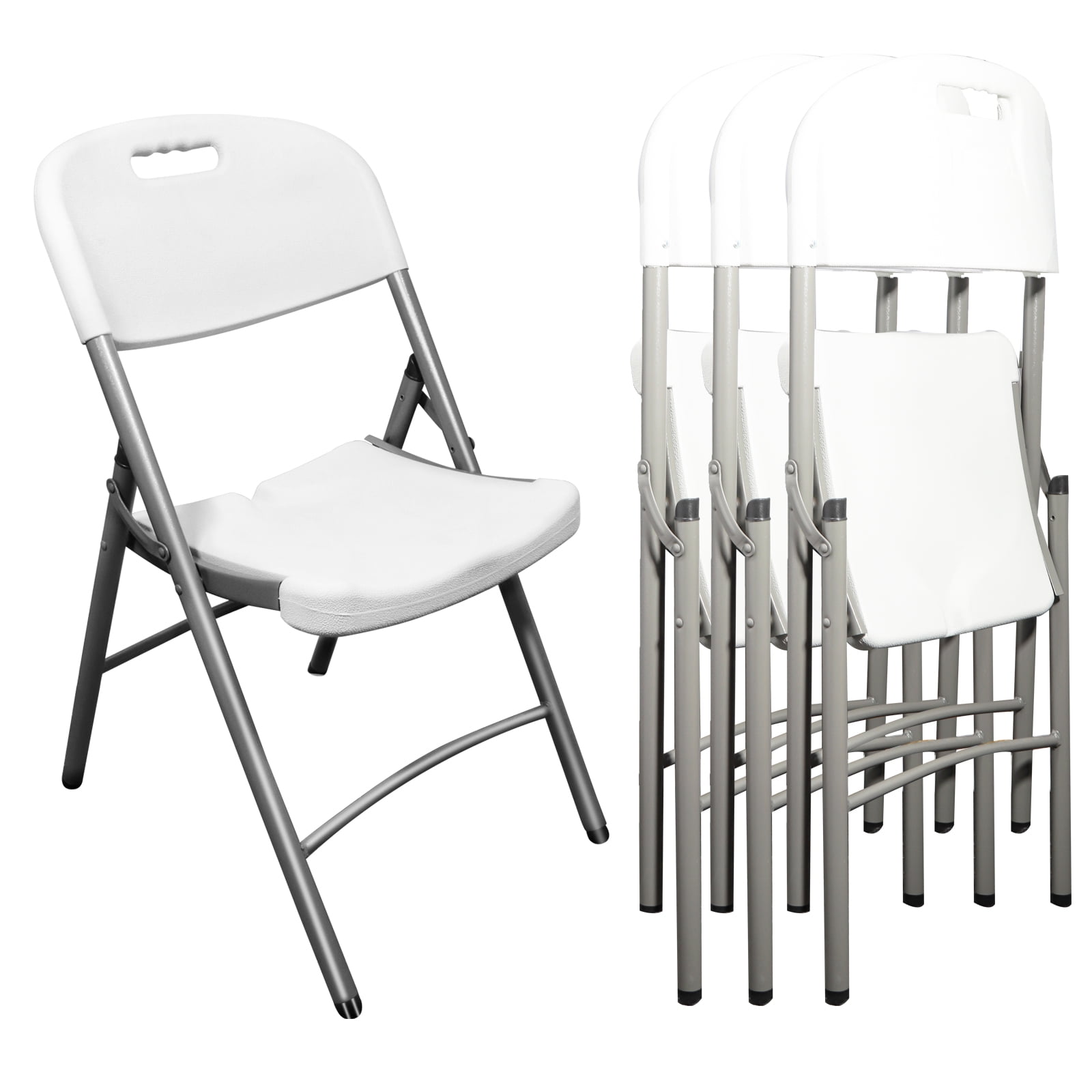 VWD Steel Indoor Folding Chair, White, Set of 8, Heavy Duty, 350 lbs ...