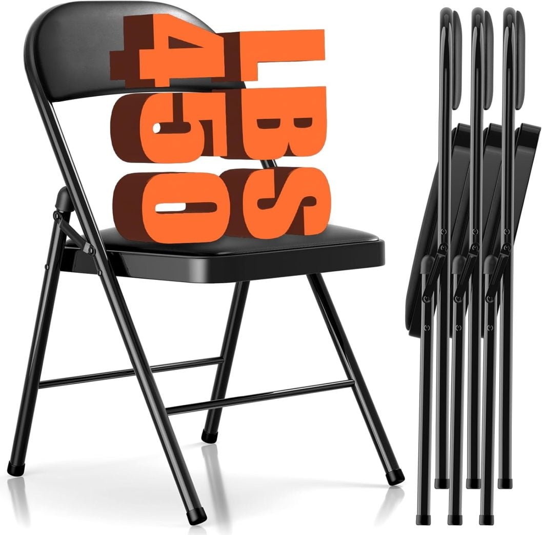 Folding Chairs with Padded Seats - 4 Pack Padded Folding Chair with ...