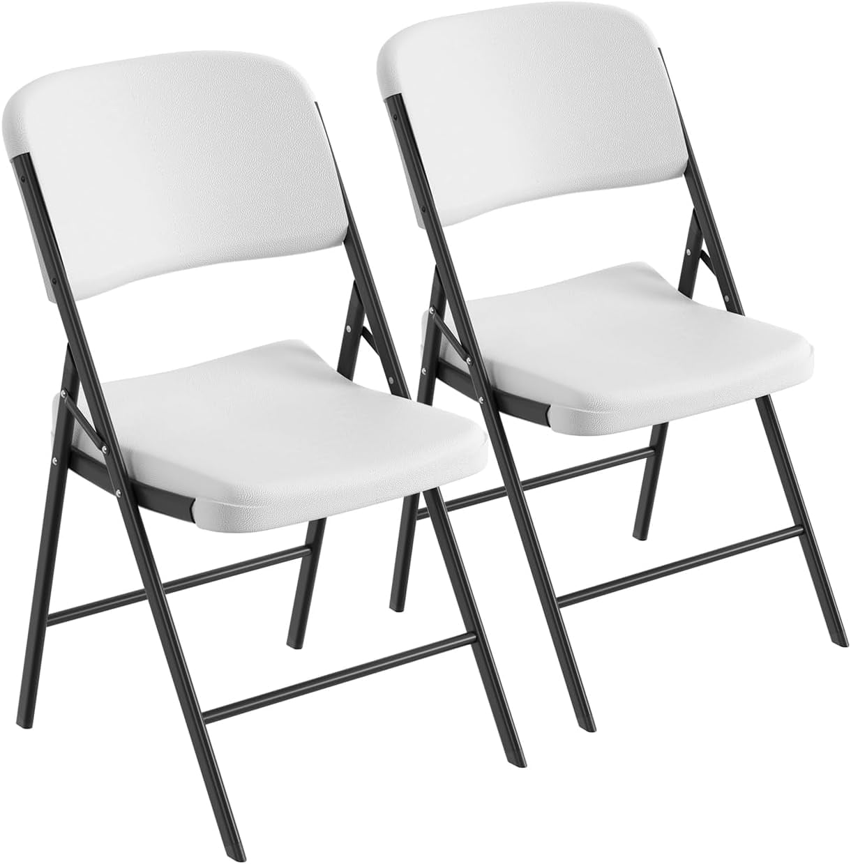 Folding Chairs Set of 2, Heavy-Duty Plastic Portable Chair with 350LB ...