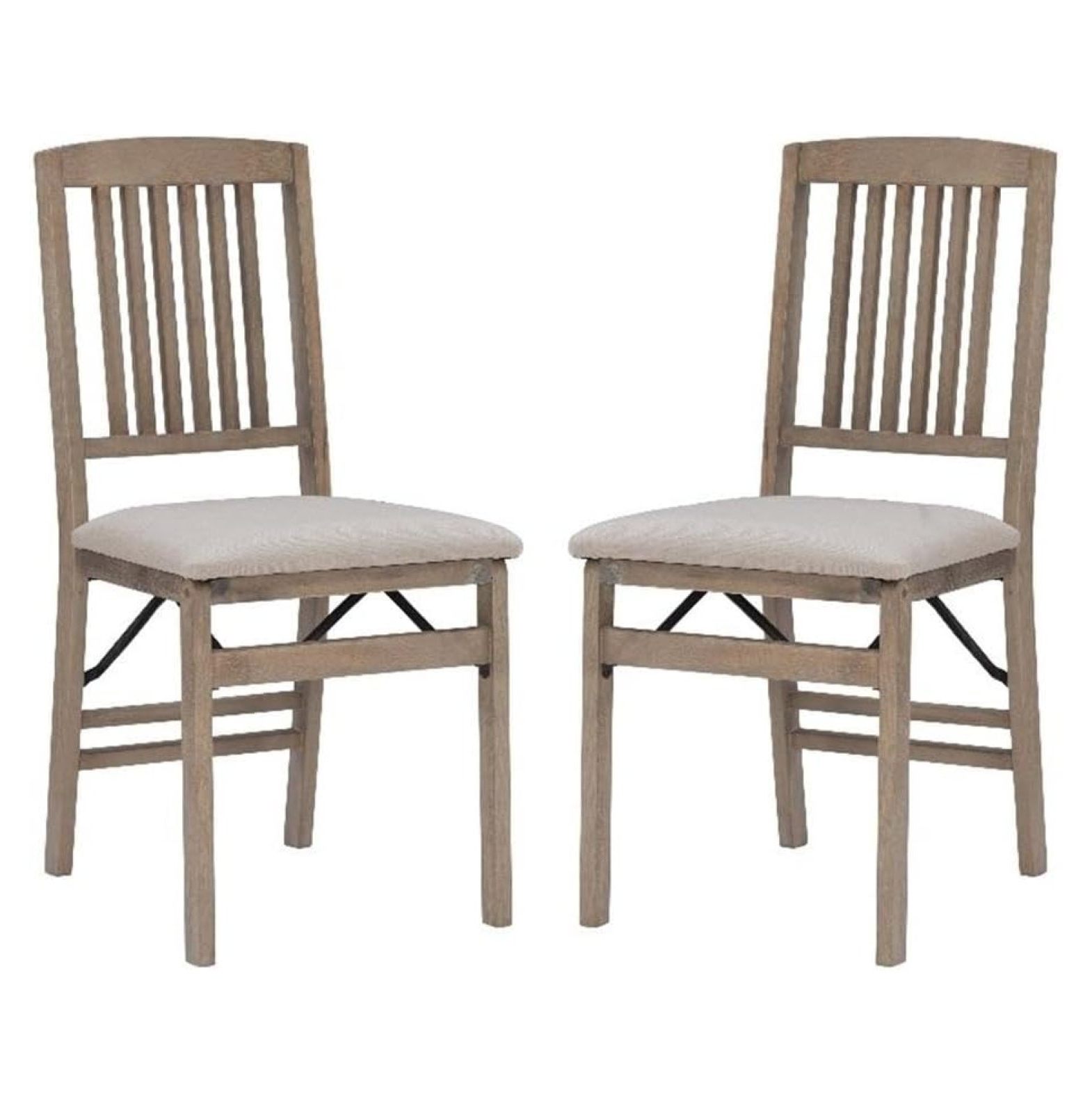 Folding Chairs Set of 2, Triena Mission Style Wood Back with Padded ...
