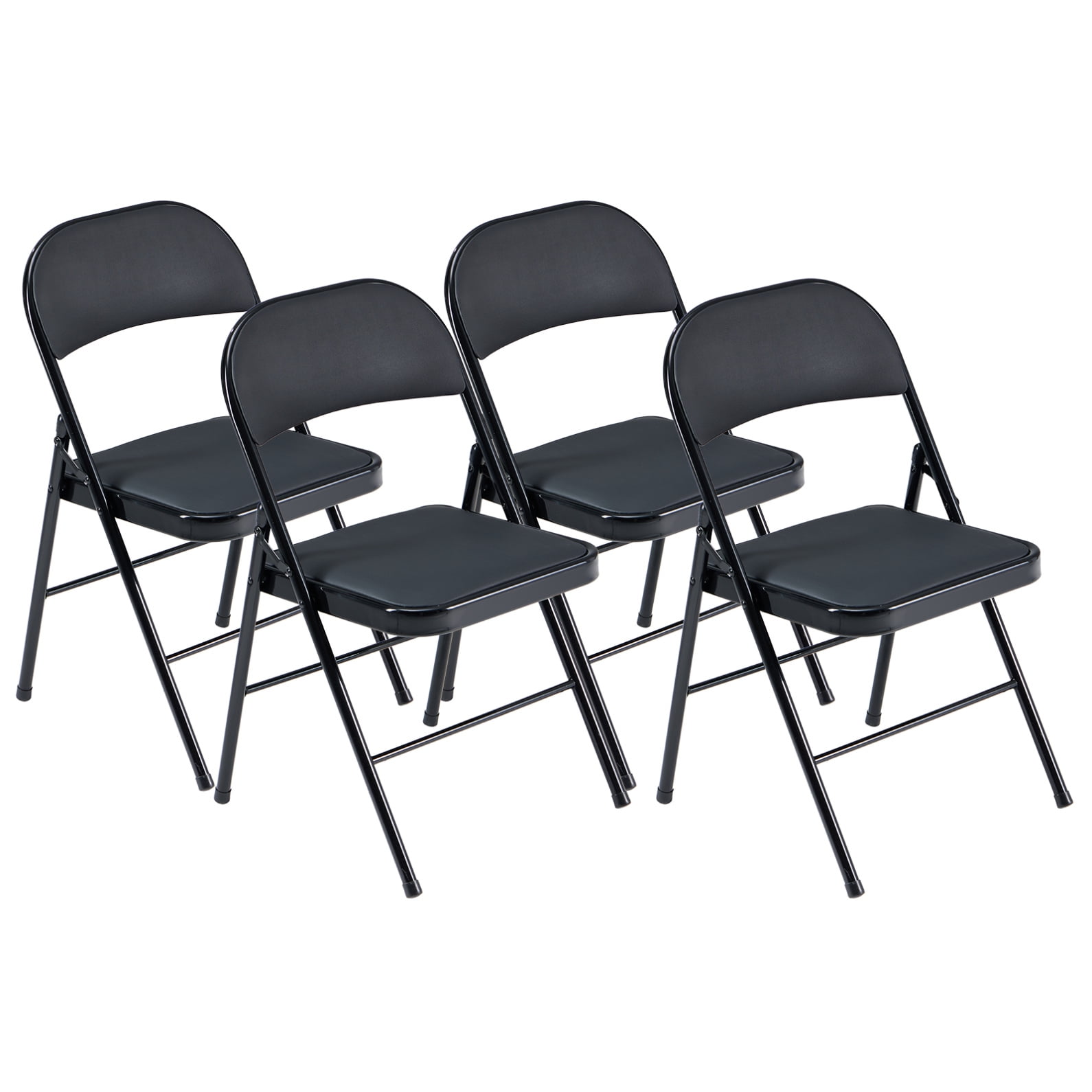 Folding Chairs Set of 4, Plastic Foldable Dining Chairs with Padded ...