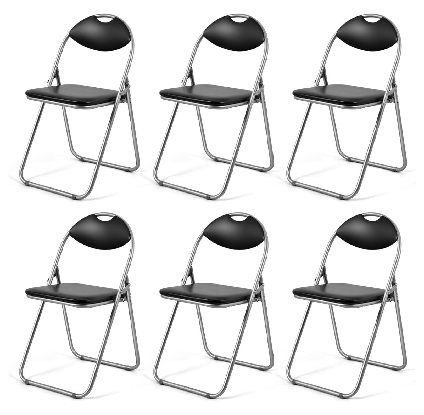 Folding Chairs Set of 6, 6 Pack Metal Folding Chairs with Padded Seat ...