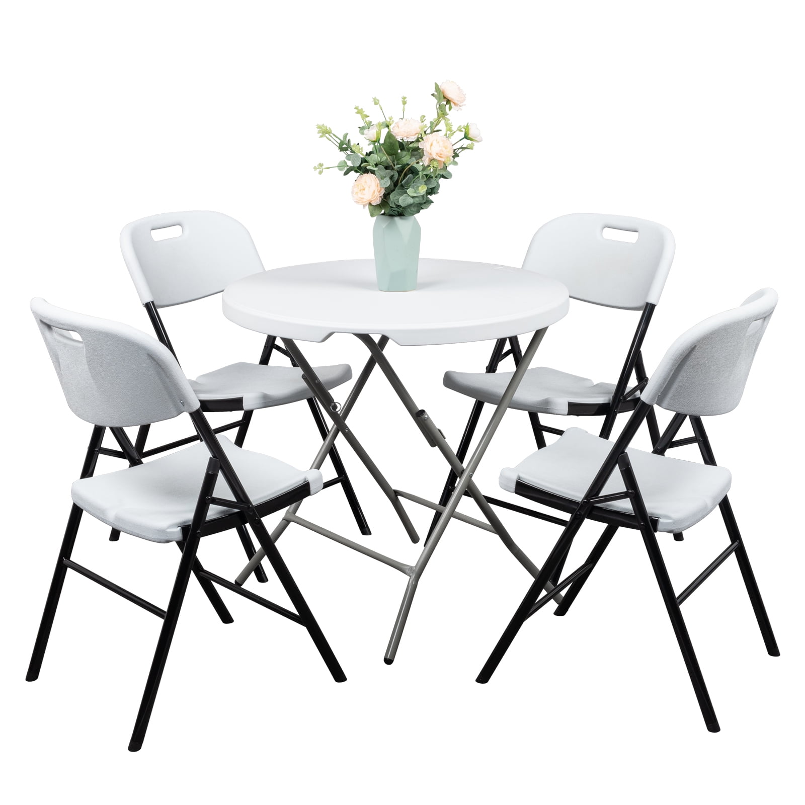 Folding Chairs Set of 6, Foldable Chairs, Sturdy Plastic Portable ...