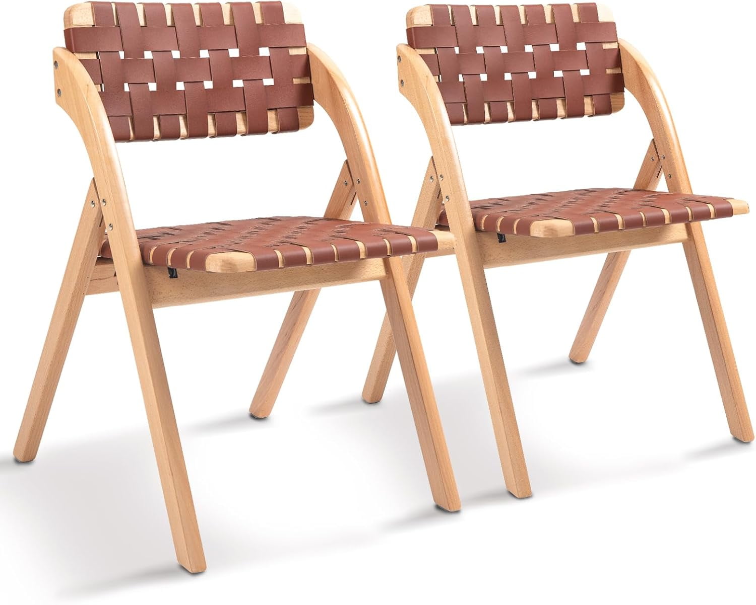 Folding Chairs Set of 2, Wooden Foldable Dining Chairs, Stackable ...