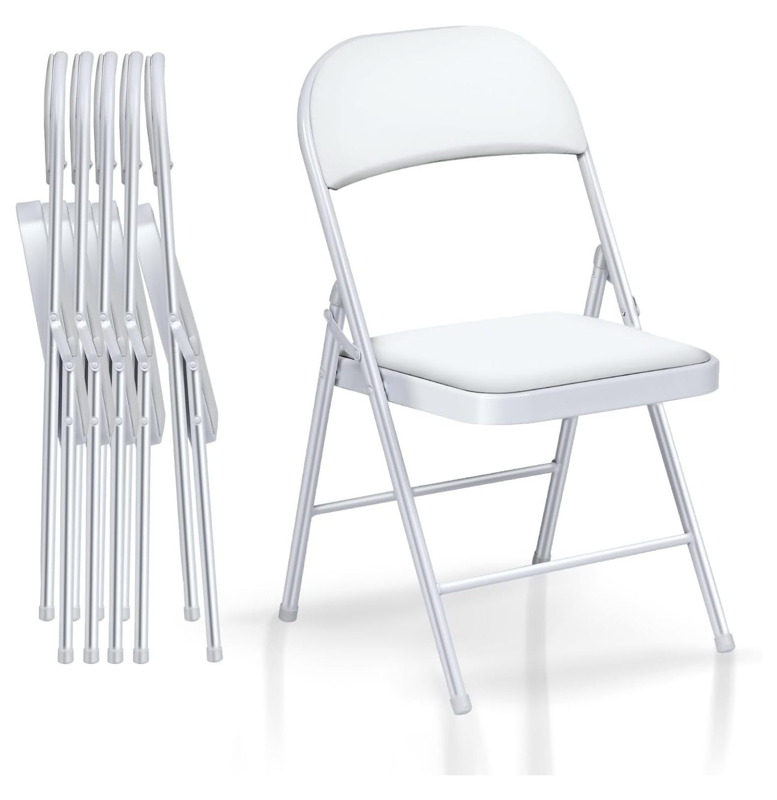 Folding Chairs with Cushion Set of 6 - Padded Folding Chair with Steel ...