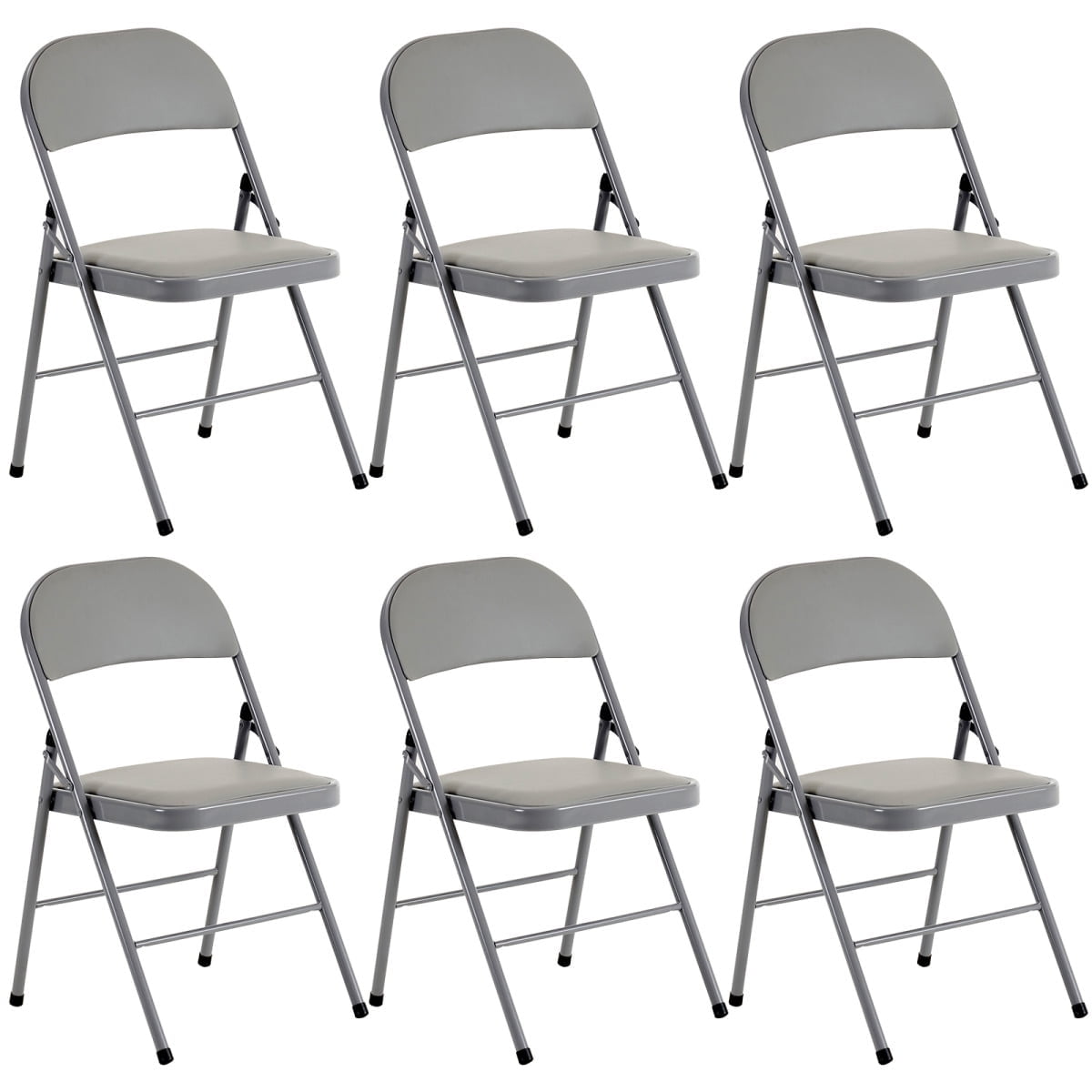 Folding Chairs with Padded Cushion and Back, 6pcs Potable Iron & PVC ...