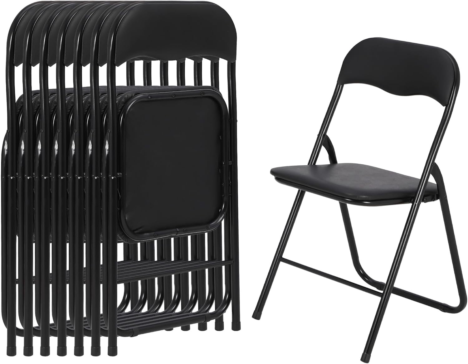 Folding Chairs with Padded Seats 280 lbs Capacity Steel Frame Fold Flat ...