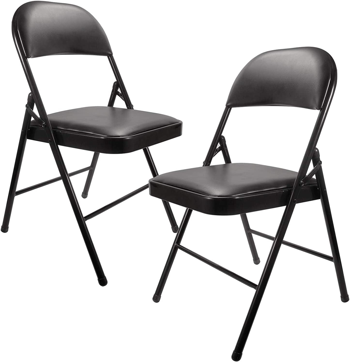Folding Chairs with Padded Seats, Black Metal Folding Chairs Set of 2 ...