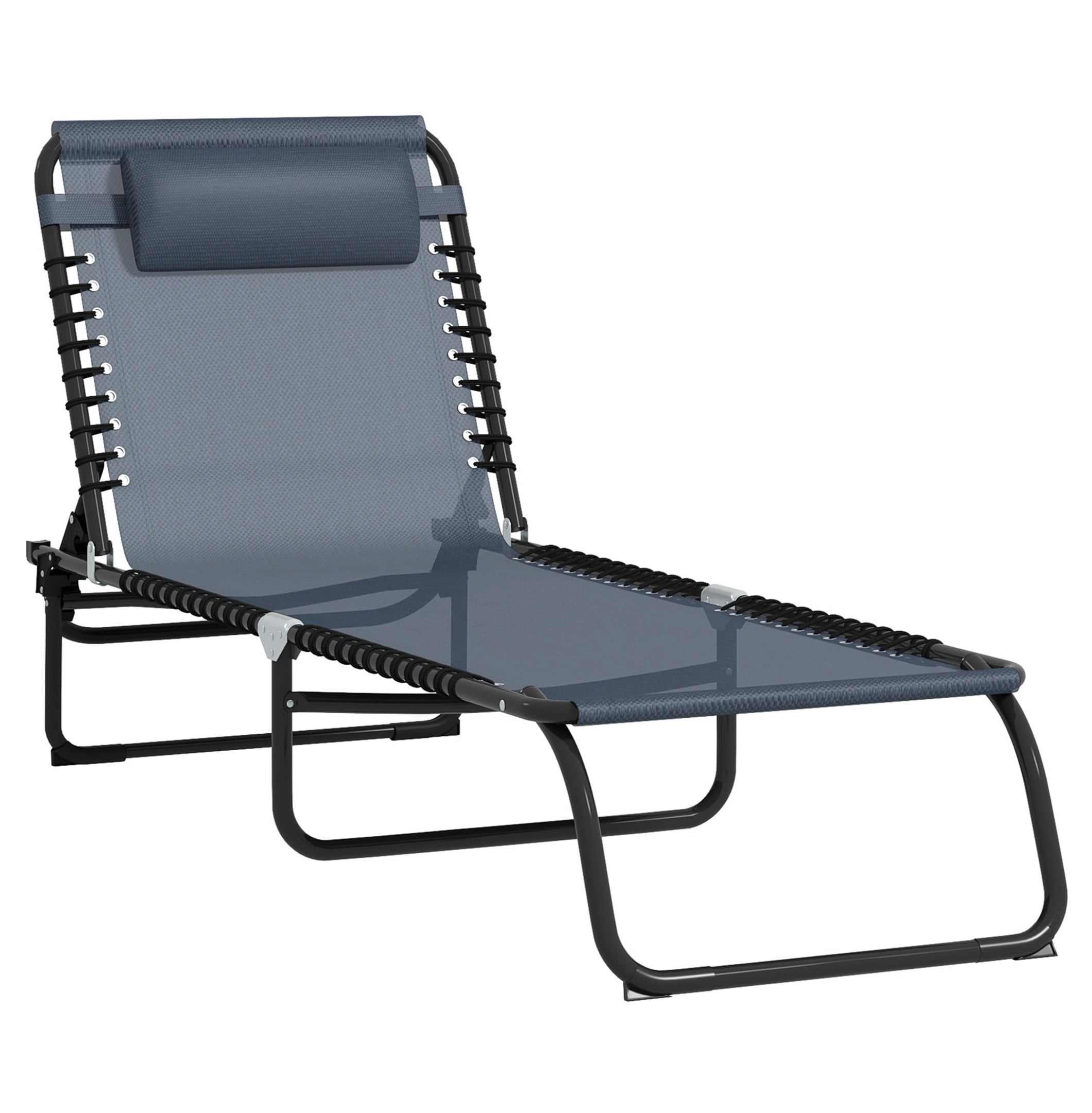 Folding Chaise Lounge Chair, 4-Position Reclining Pool Chair ...