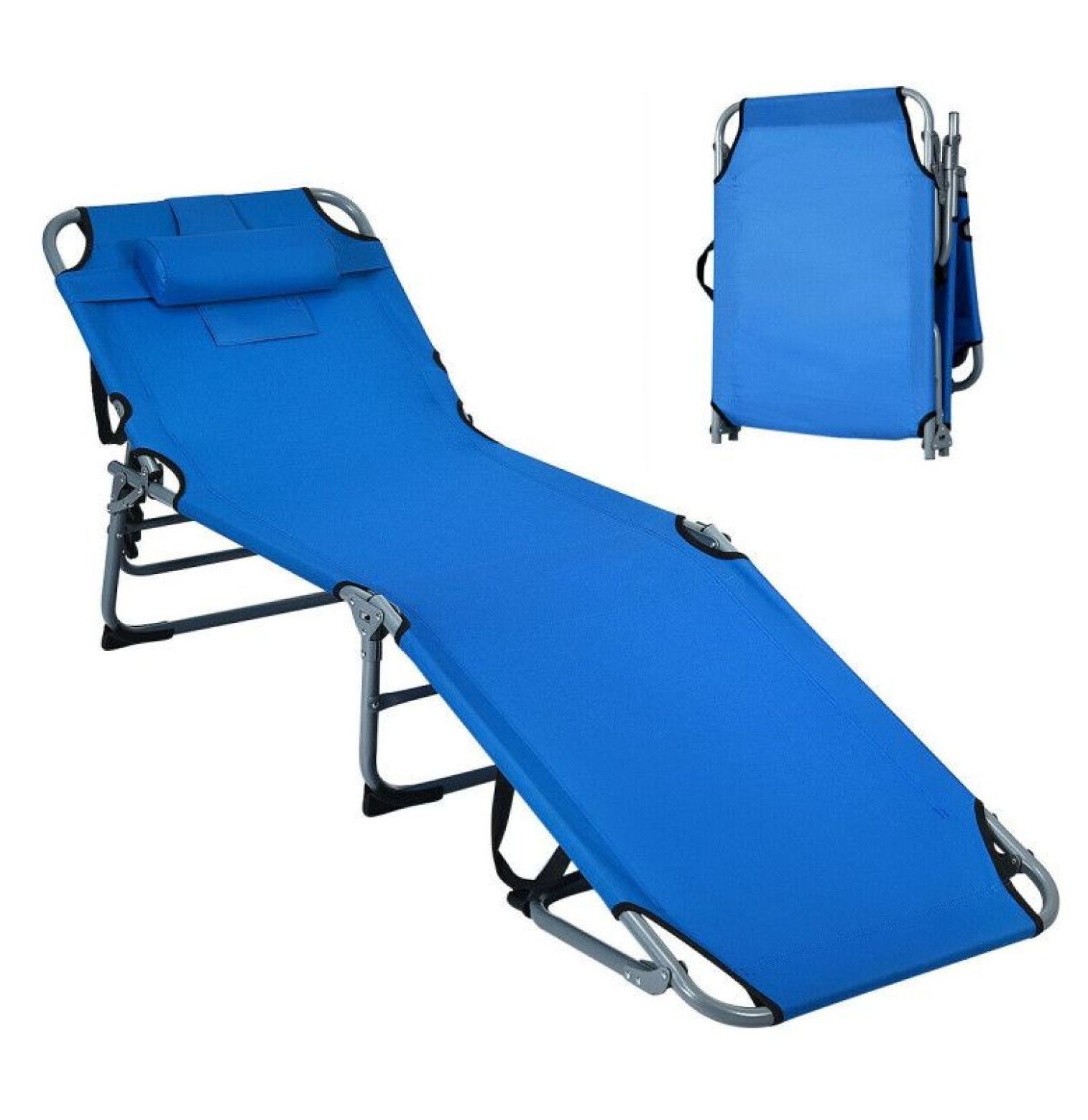 Folding Chaise Lounge Chair Bed Adjustable Outdoor Patio Beach ...