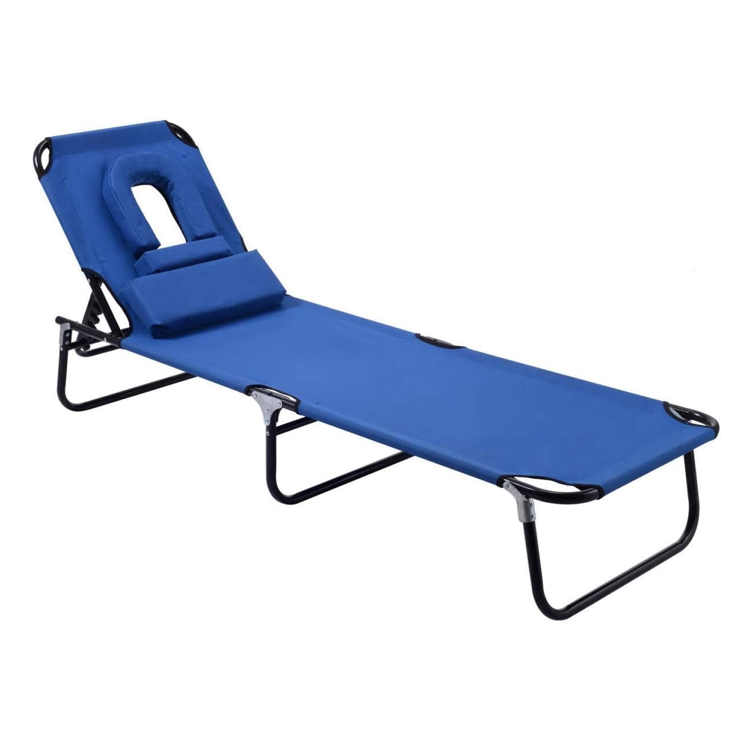 Folding Chaise Lounge Chair, Outdoor Deck Chair with 15 to 80 Degrees ...