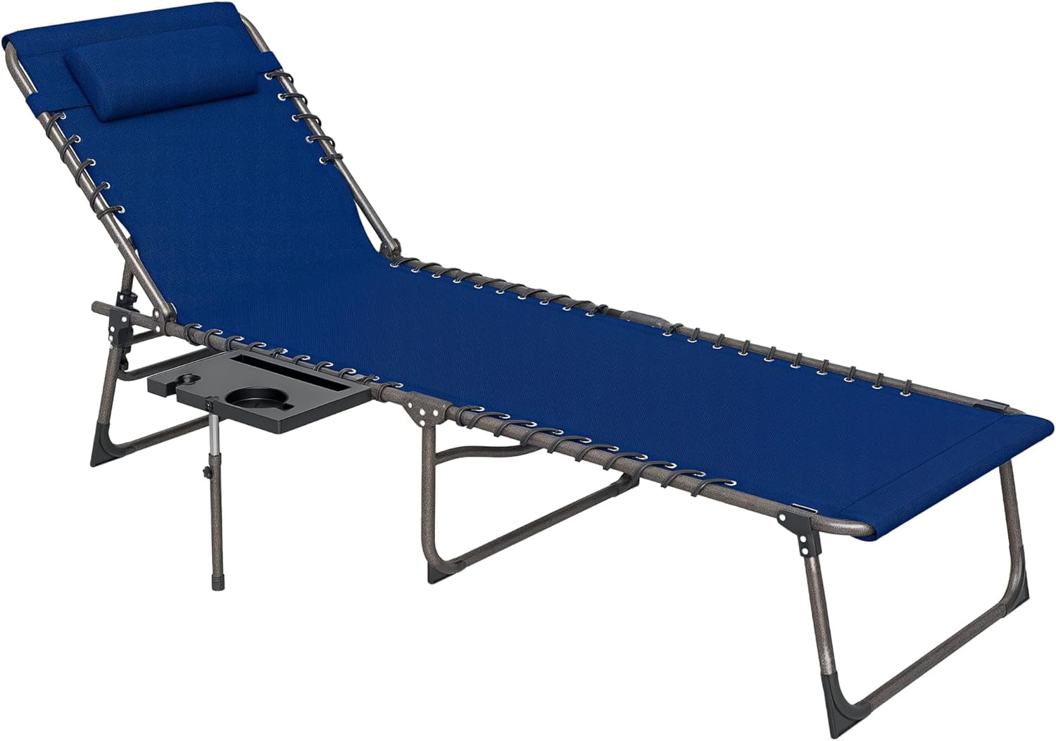 Folding Chaise Lounge Chair Outdoor Tanning Chair with Side Table, 5 ...