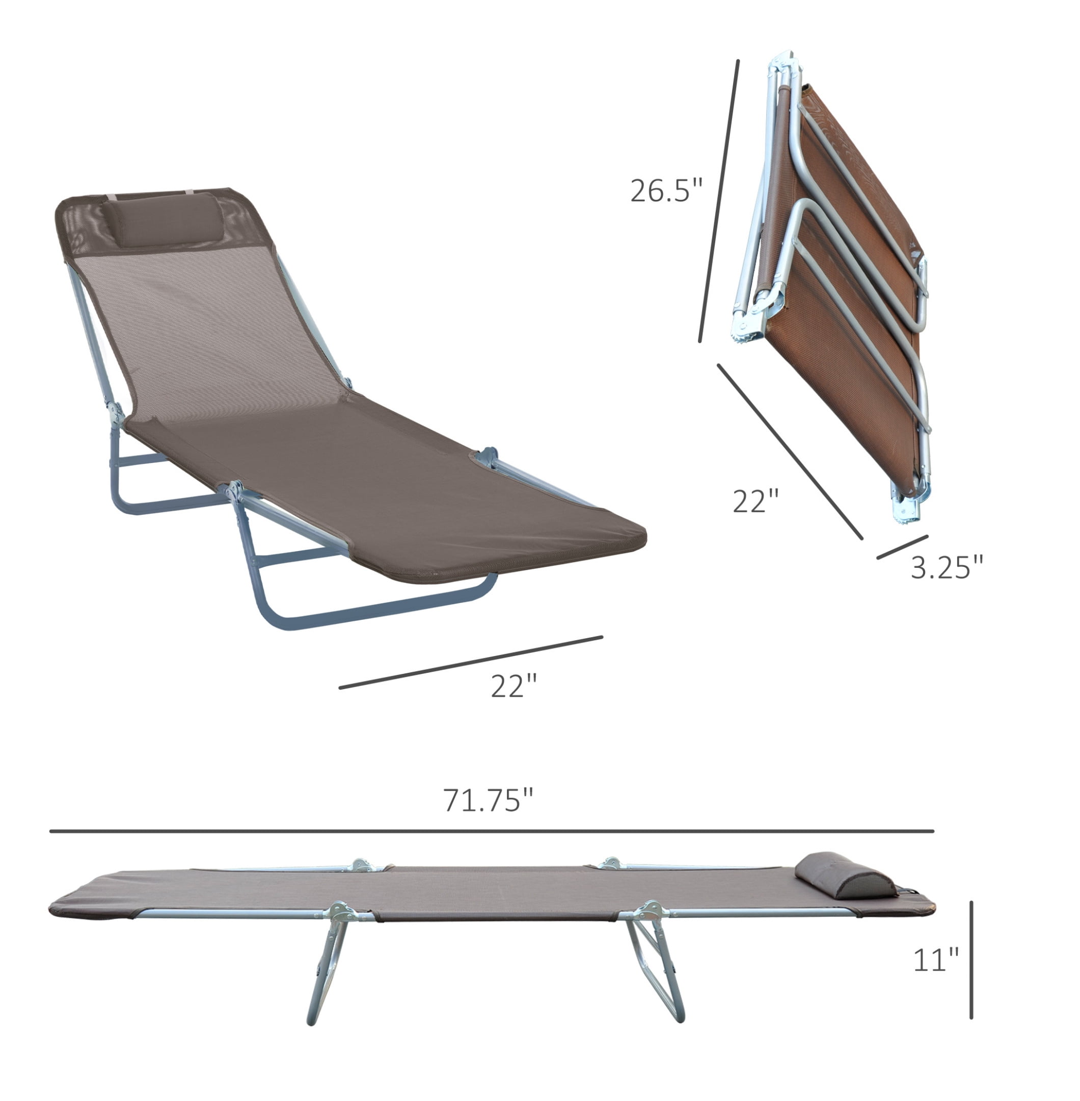 Folding Chaise Lounge Chair, Pool Sun Tanning Chair, Outdoor Lounge ...
