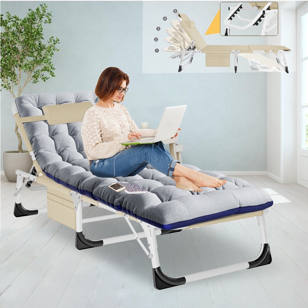 Folding Chaise Lounge Chairs for Outside,Patio Sun Tanning Chair with ...