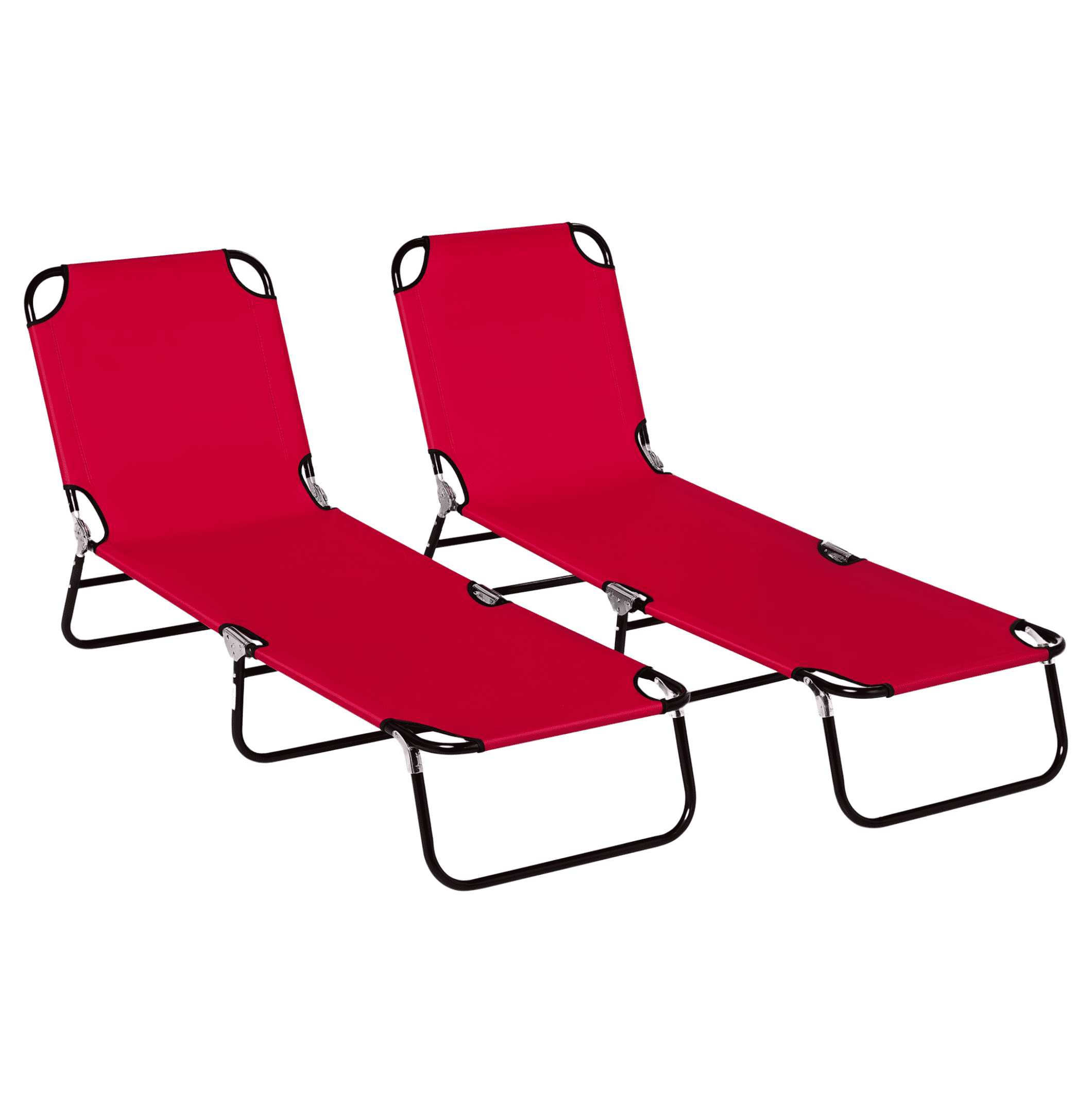 Folding Chaise Lounge Chairs Set of 2, Wine Red, 5-Position Recline ...