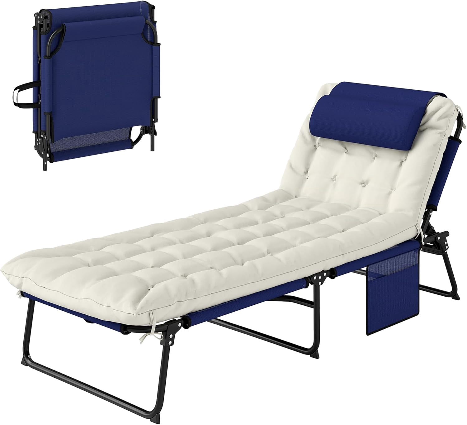 Folding Chaise Lounge with Reclining Back, Outdoor Tanning Chair with ...