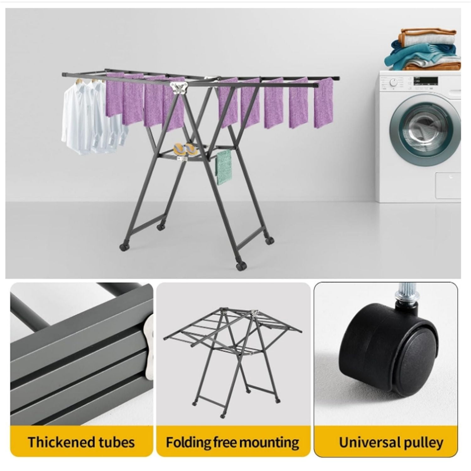 Folding Clothes Drying Rack 2-Tier, Large Laundry Drying Rack with ...