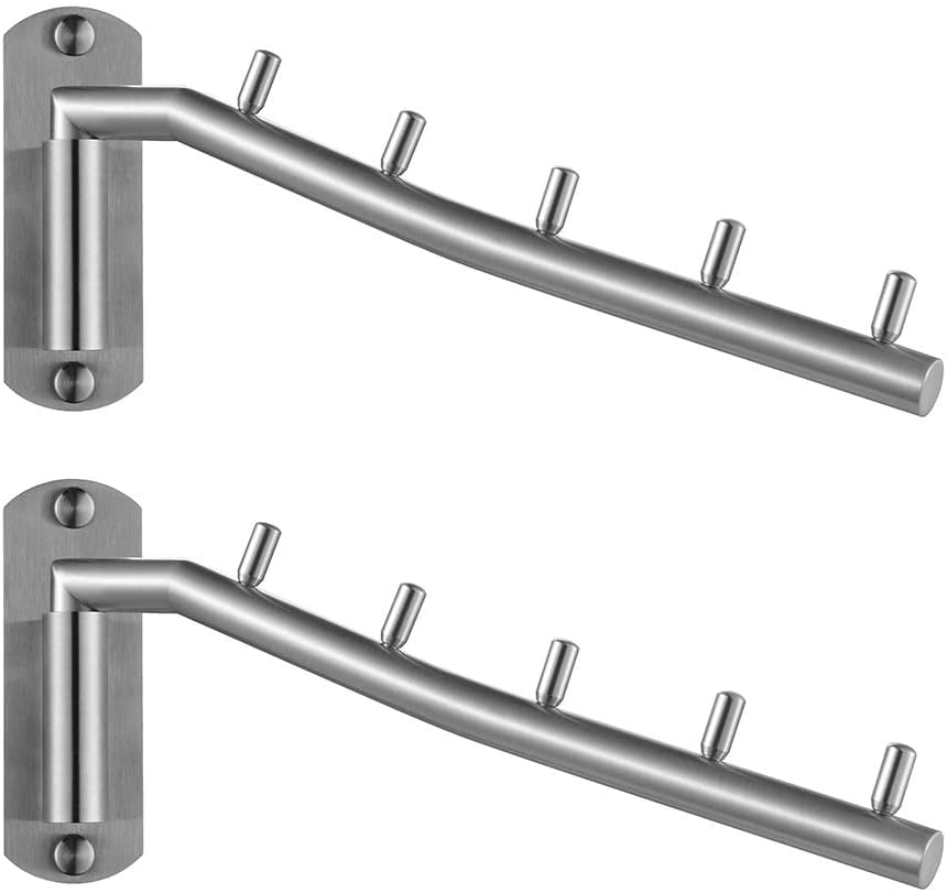 Folding Clothes Hanger Rack, Stainless Steel Swing Arm Hook Holder ...