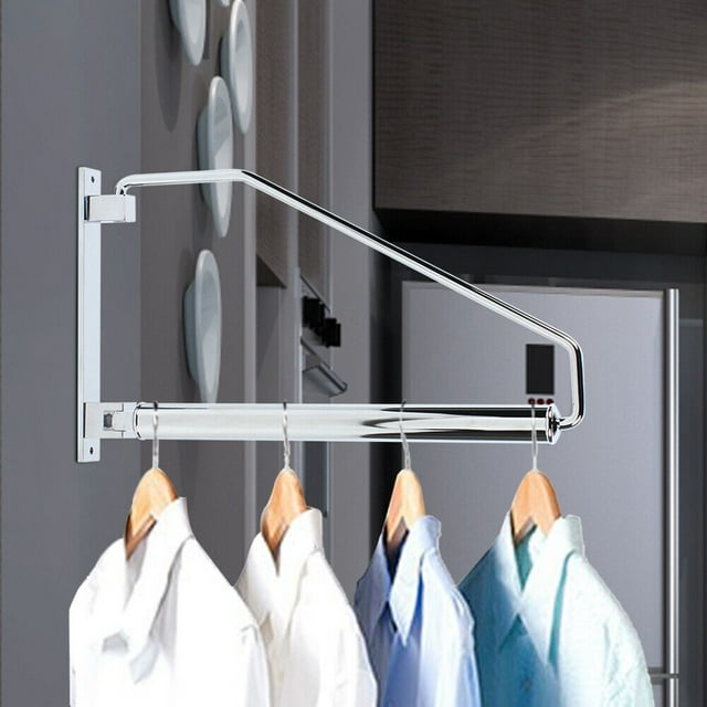 Folding Clothes Hanger Rack Wall-Mounted Laundry Clothes Drying Rack ...