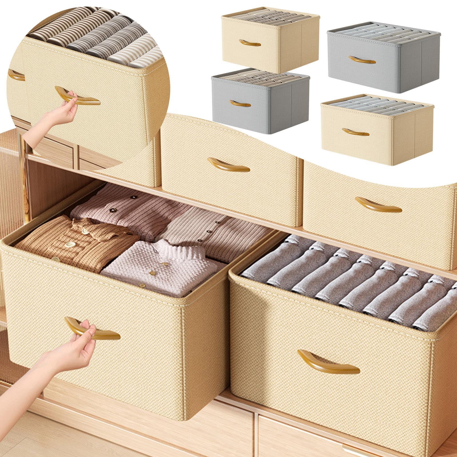 Folding Clothes Storage Storage Box Household Wardrobe Layered Sorting ...