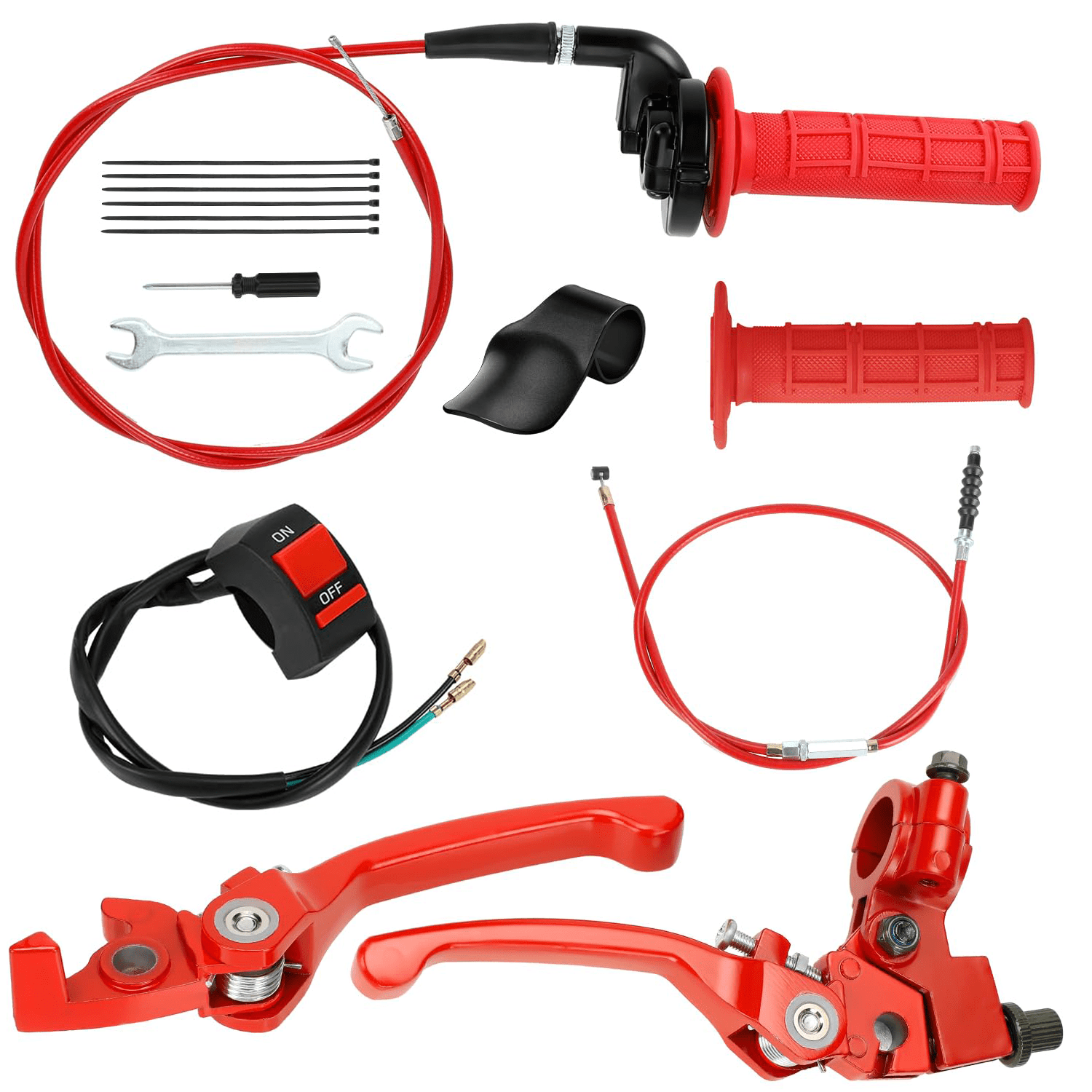 Folding Clutch Brake Lever Cable and 7/8" Throttle Handle Grips Kit ...