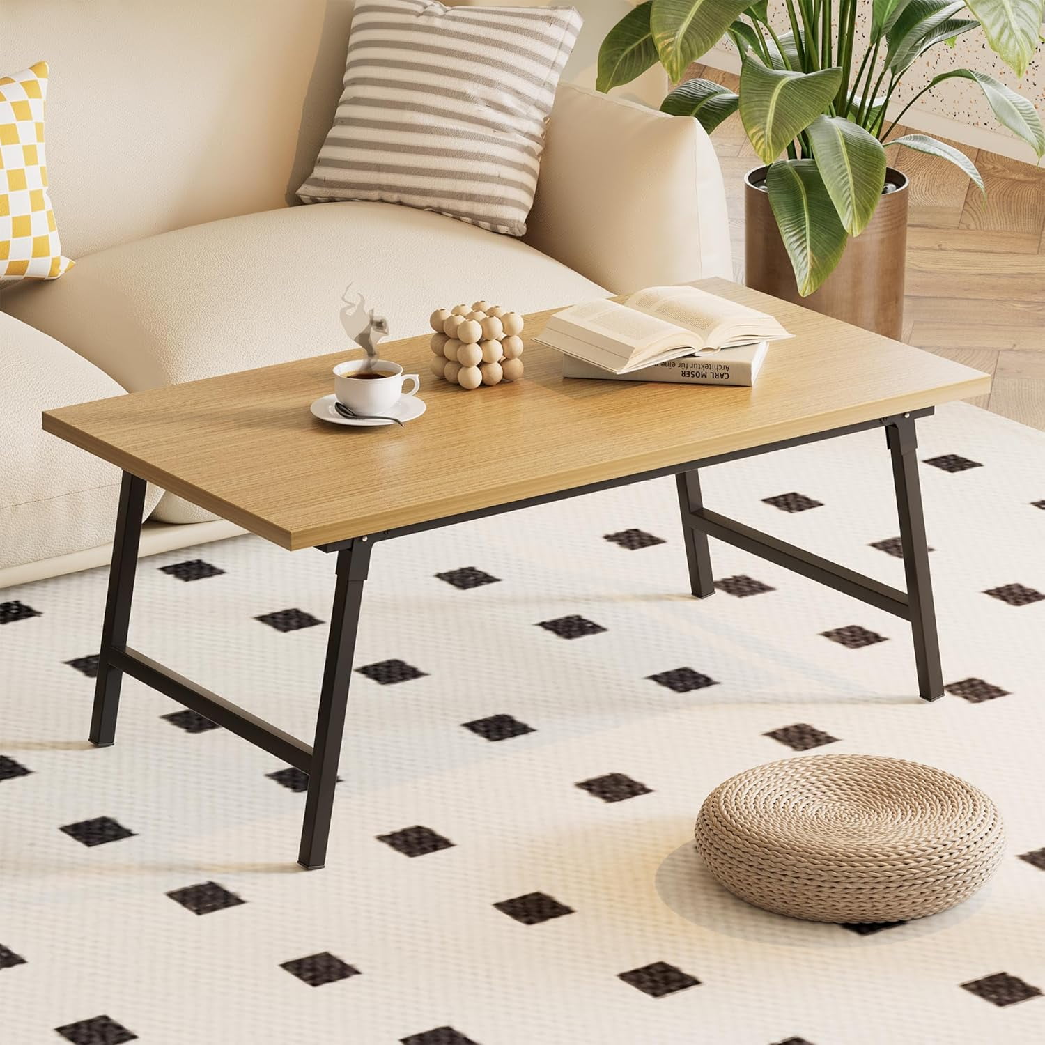 Folding Coffee Table, Portable Floor Table Desk for Sitting on The ...
