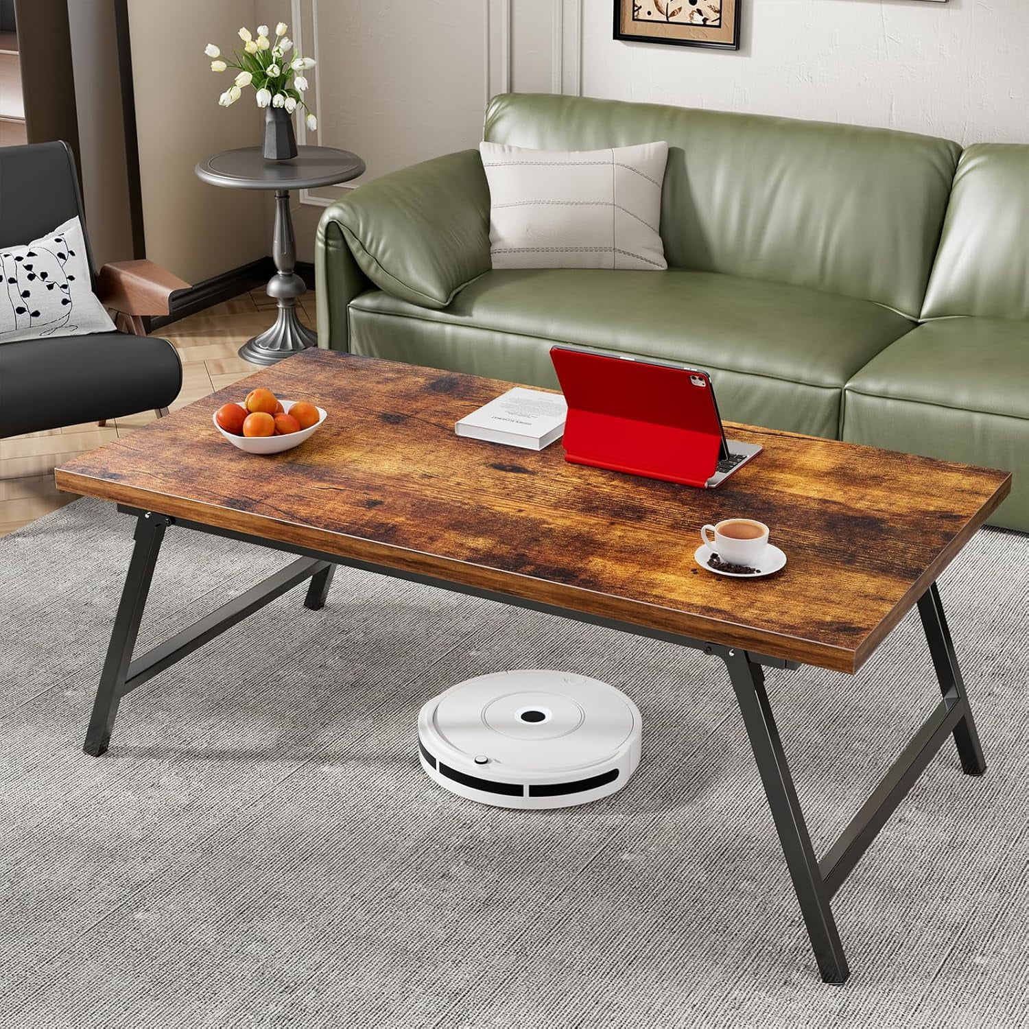Folding Coffee Table, Portable Floor Table Desk for Sitting on The ...