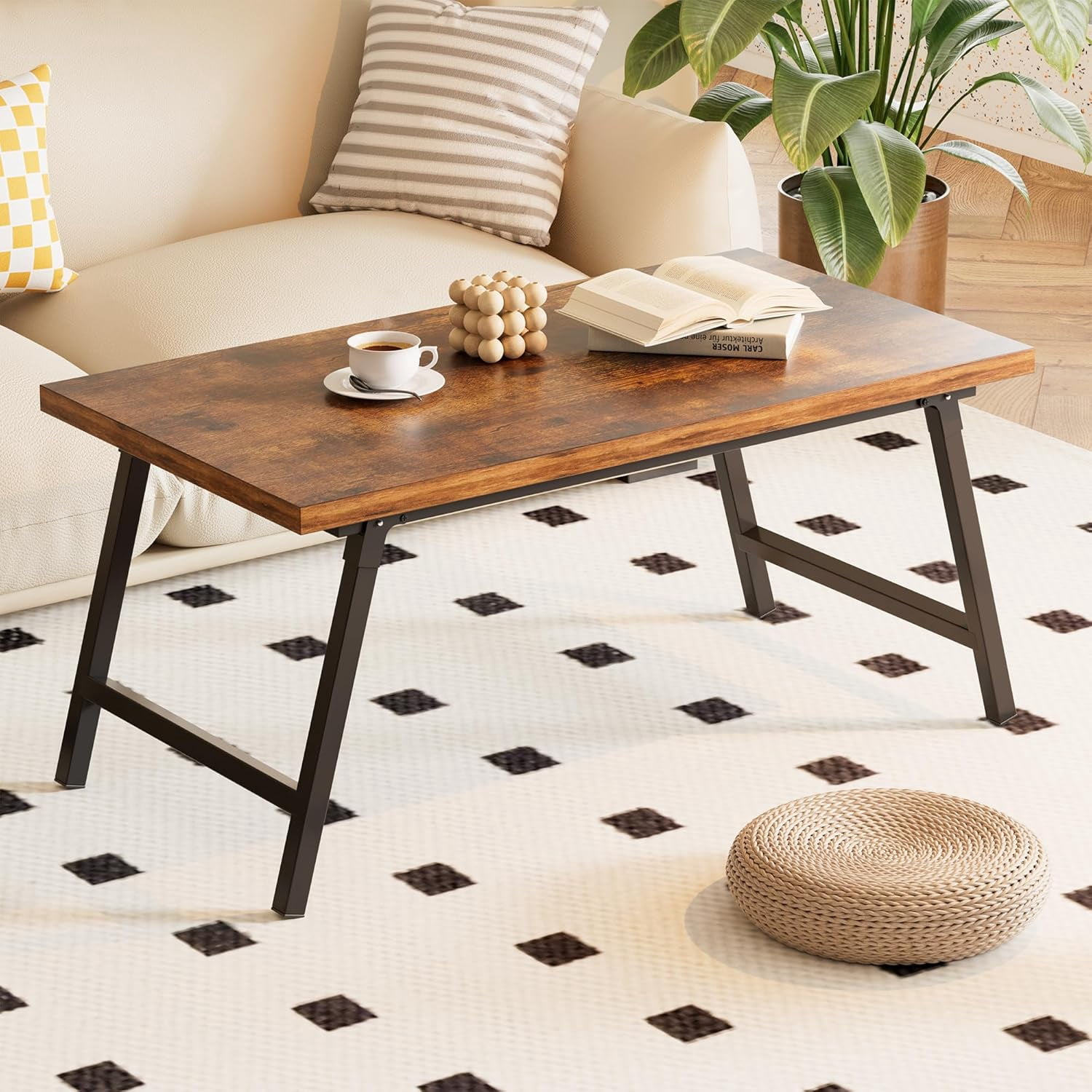 Folding Coffee Table, Portable Floor Table Desk for Sitting on The ...