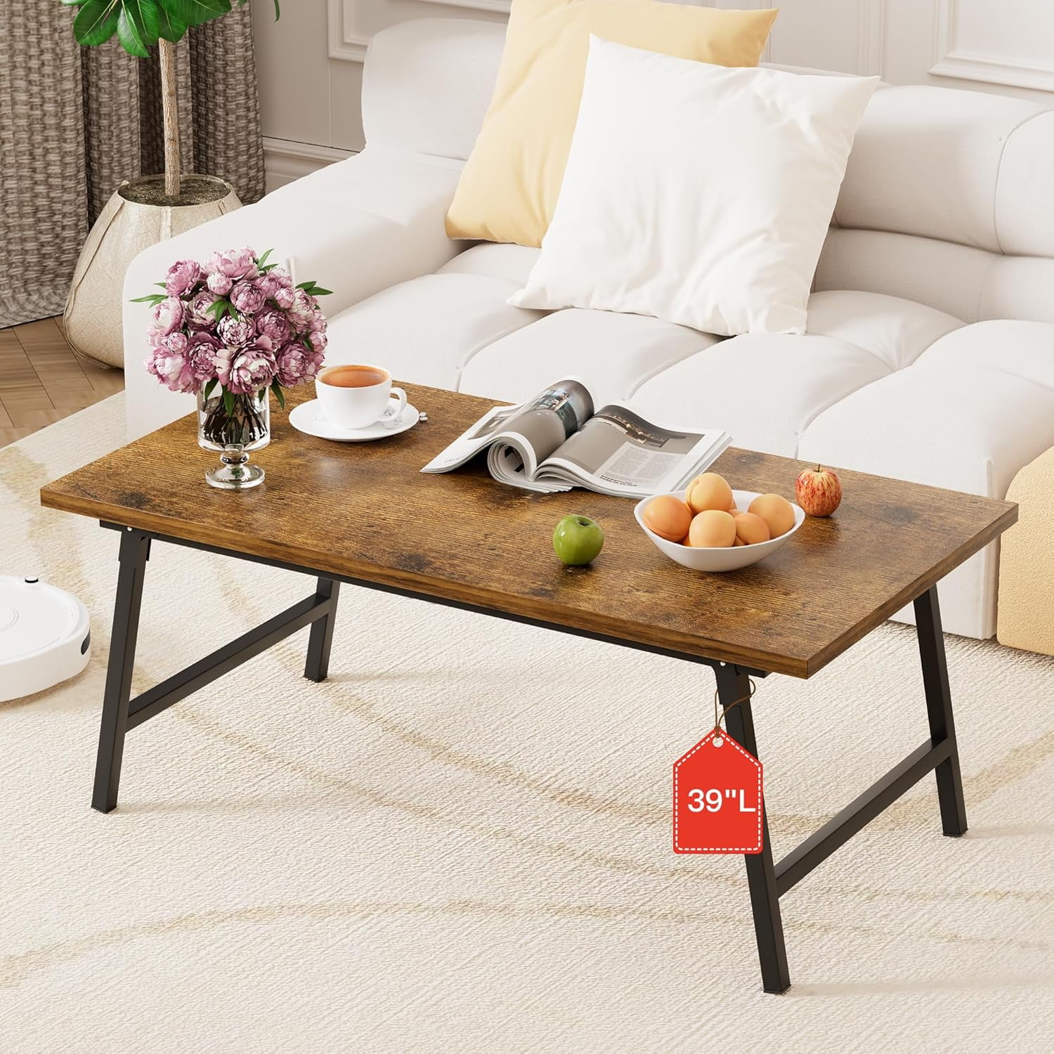 Folding Coffee Table, Portable Floor Table Desk for Sitting on the ...