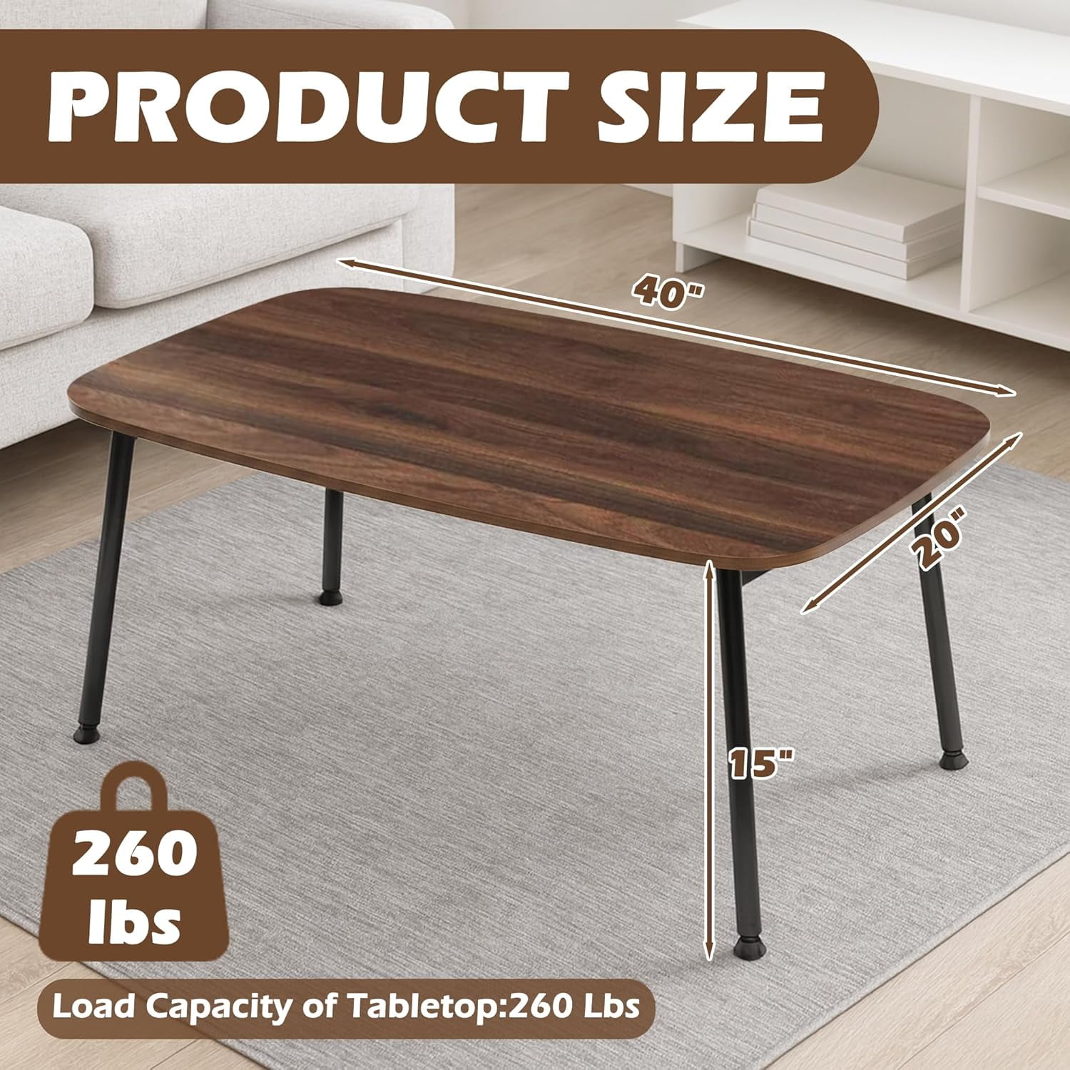 Folding Coffee Table, Portable Floor Table for Sitting on The Floor ...