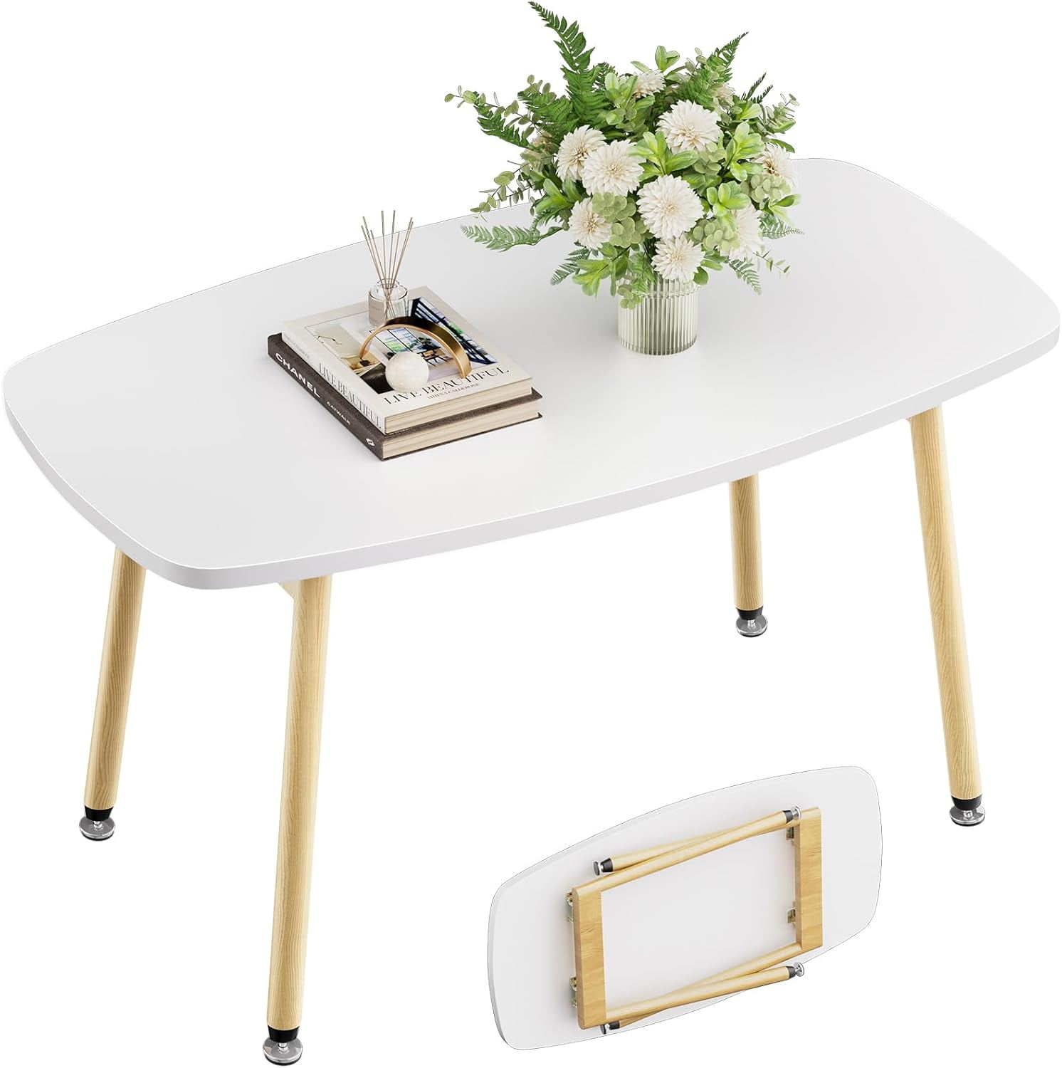 Folding Coffee Table White Small Coffee Tables for Living Room Portable ...